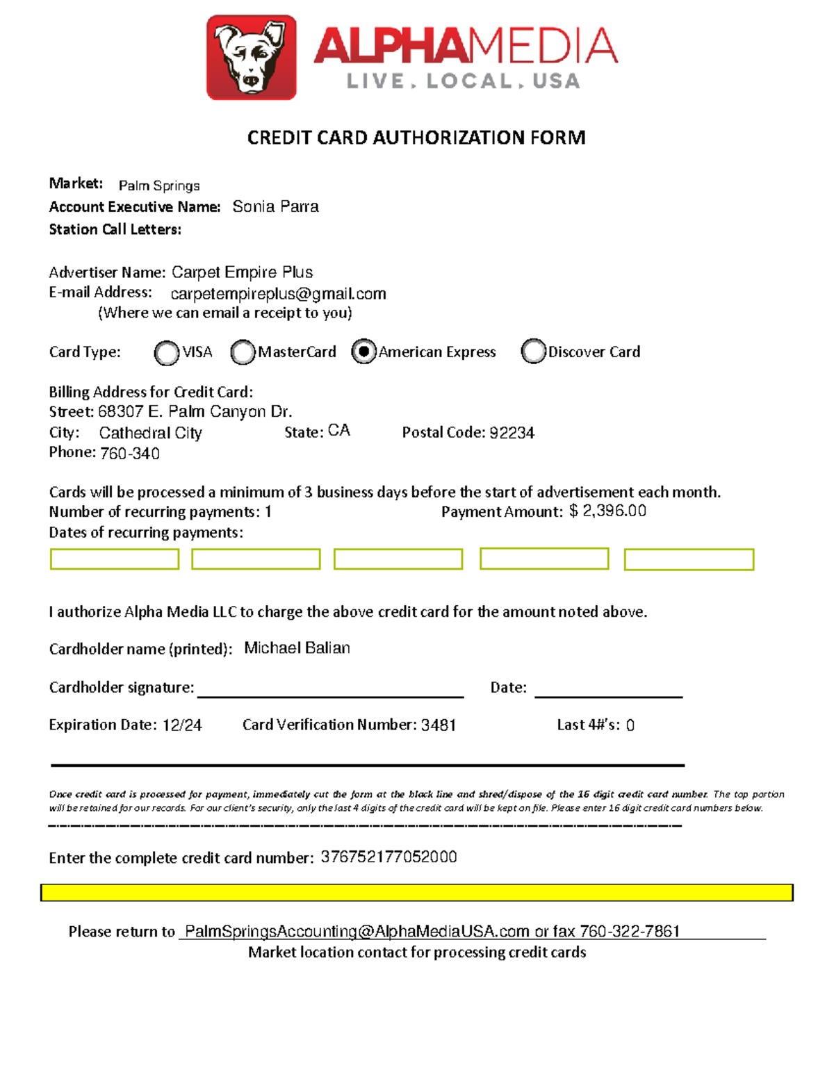 dont click i just need premium - CREDIT CARD AUTHORIZATION FORM Market ...