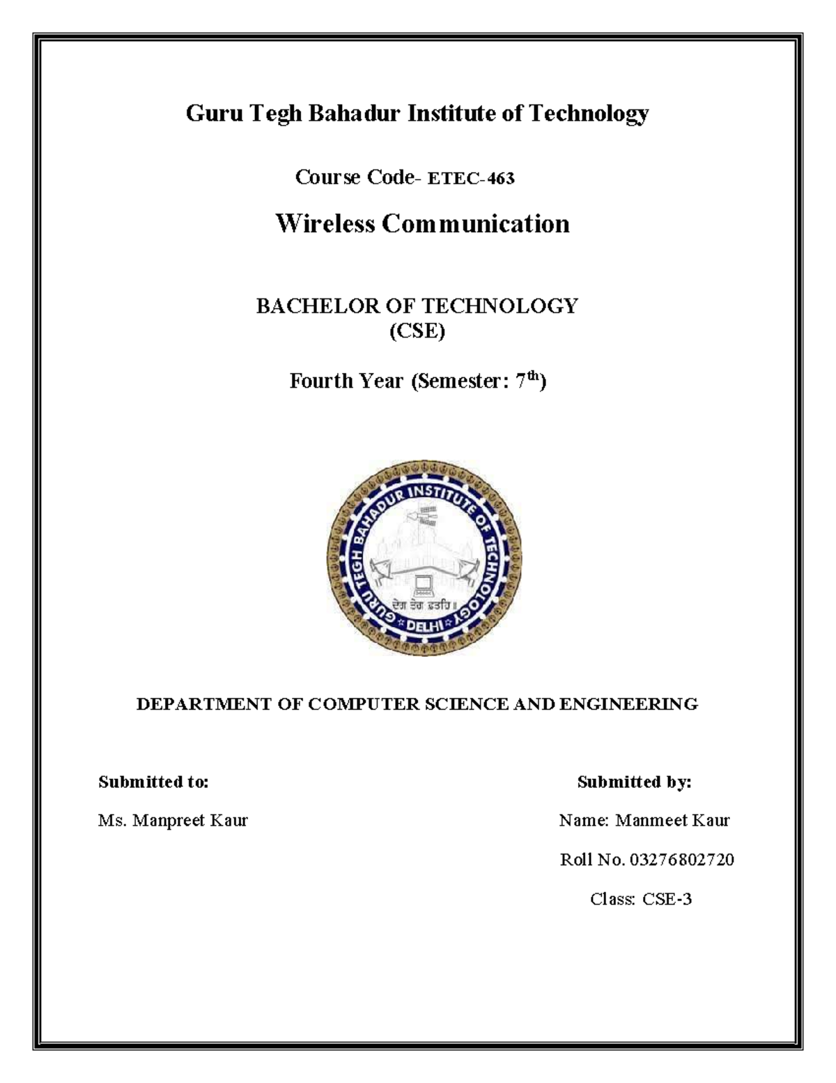 WC File - Practical file - Guru Tegh Bahadur Institute of Technology ...