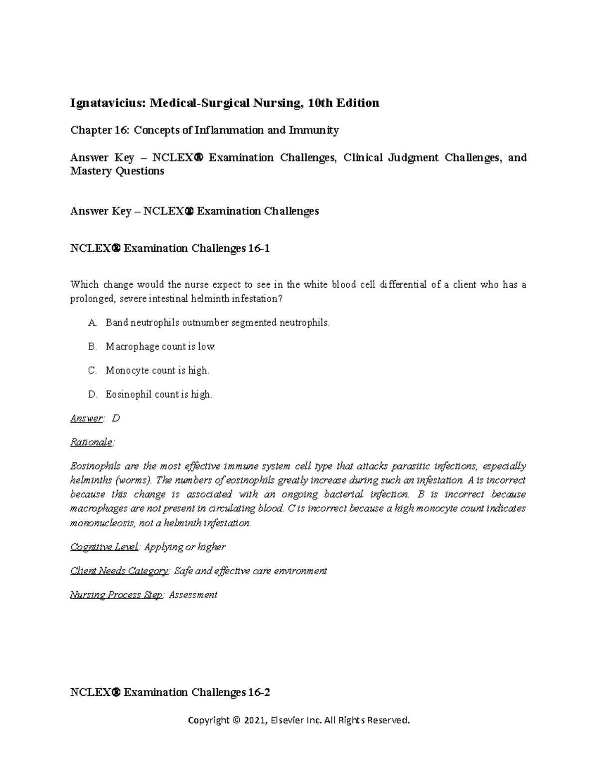 Chapter 16- Concepts of Inflammation and Immunity - Ignatavicius: Medical-Surgical Nursing, 10th ...