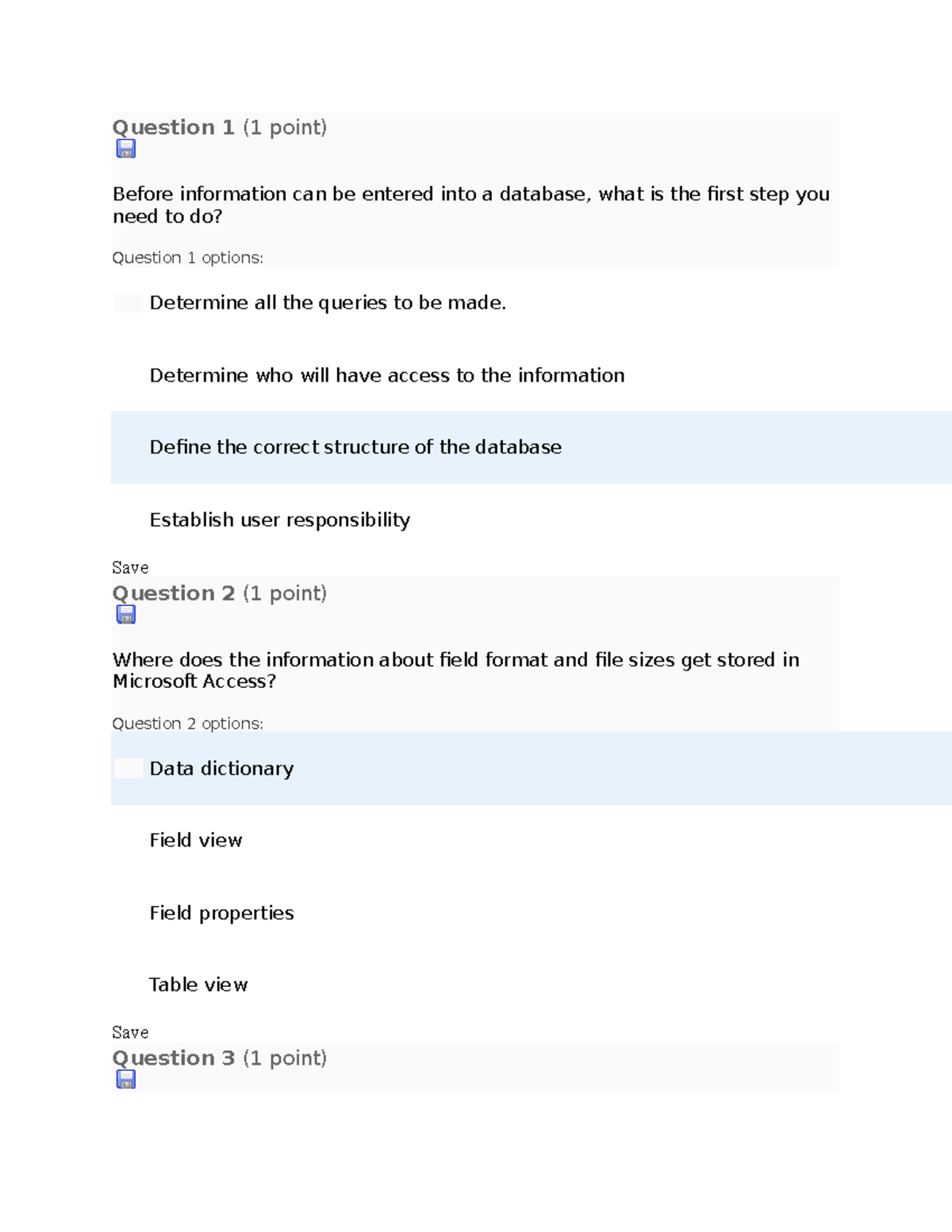 BTMA quiz 3 - BTMA 317 Quiz #3 - Question 1 (1 point) Before ...