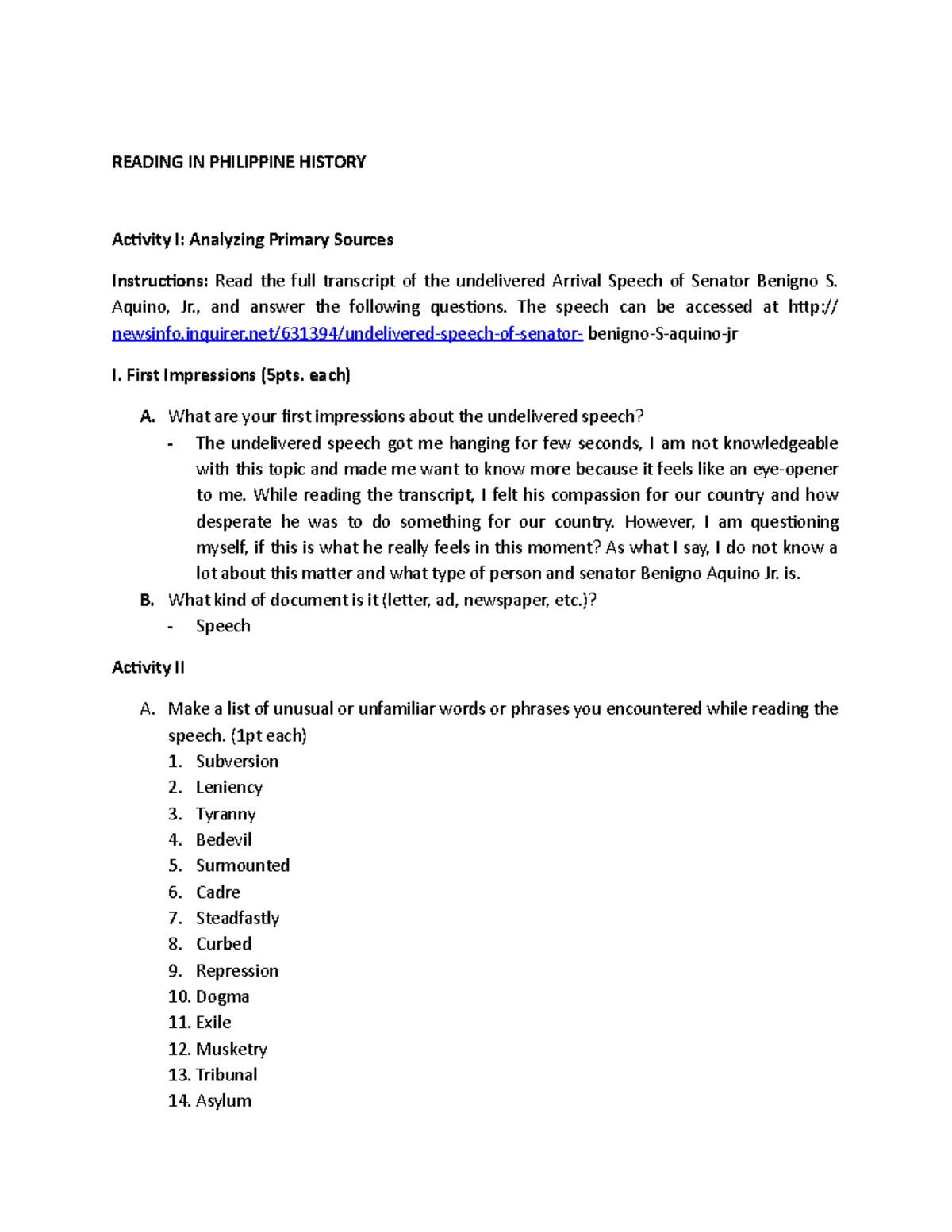 Ri PH-Sec II-Act - This is about the first activity on Reading in ...