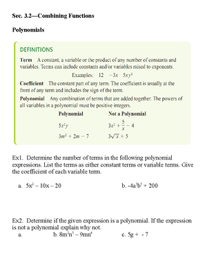 Section 1.1 Notes-solving equations - Chapter 1—Linear Functions Sec. 1 ...