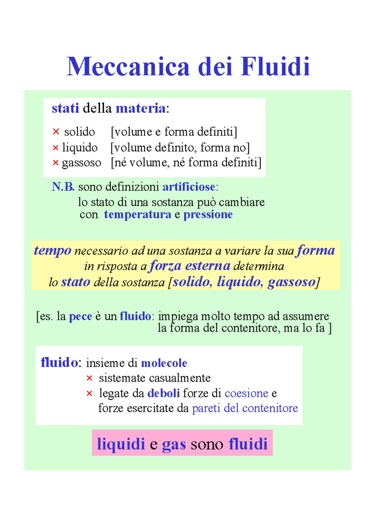 Fluidi - Meccanica dei Fluidi stati della materia : r/ solido [volume e ...