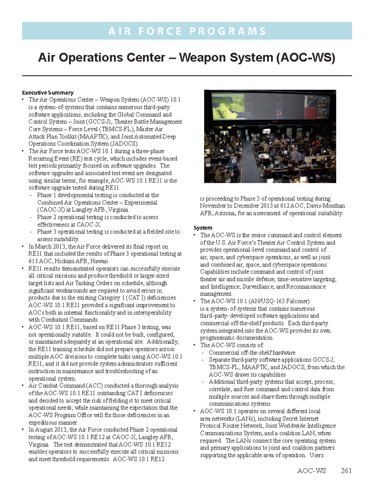 2013 aoc-ws - Air operation center - AOC-WS 261 is proceeding to Phase ...
