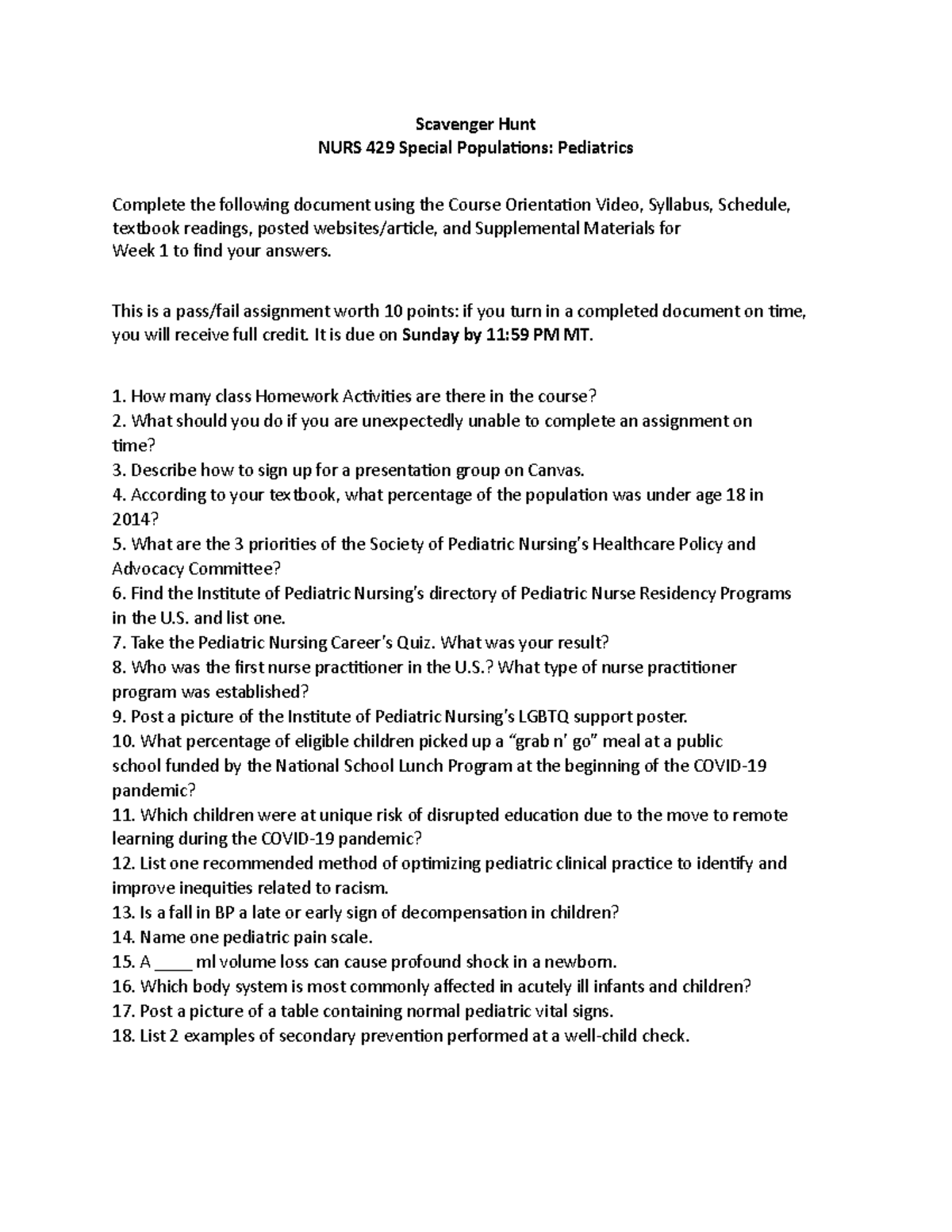 Scavenger Hunt - WESRTFGYHUJIKMO - Scavenger Hunt NURS 429 Special ...