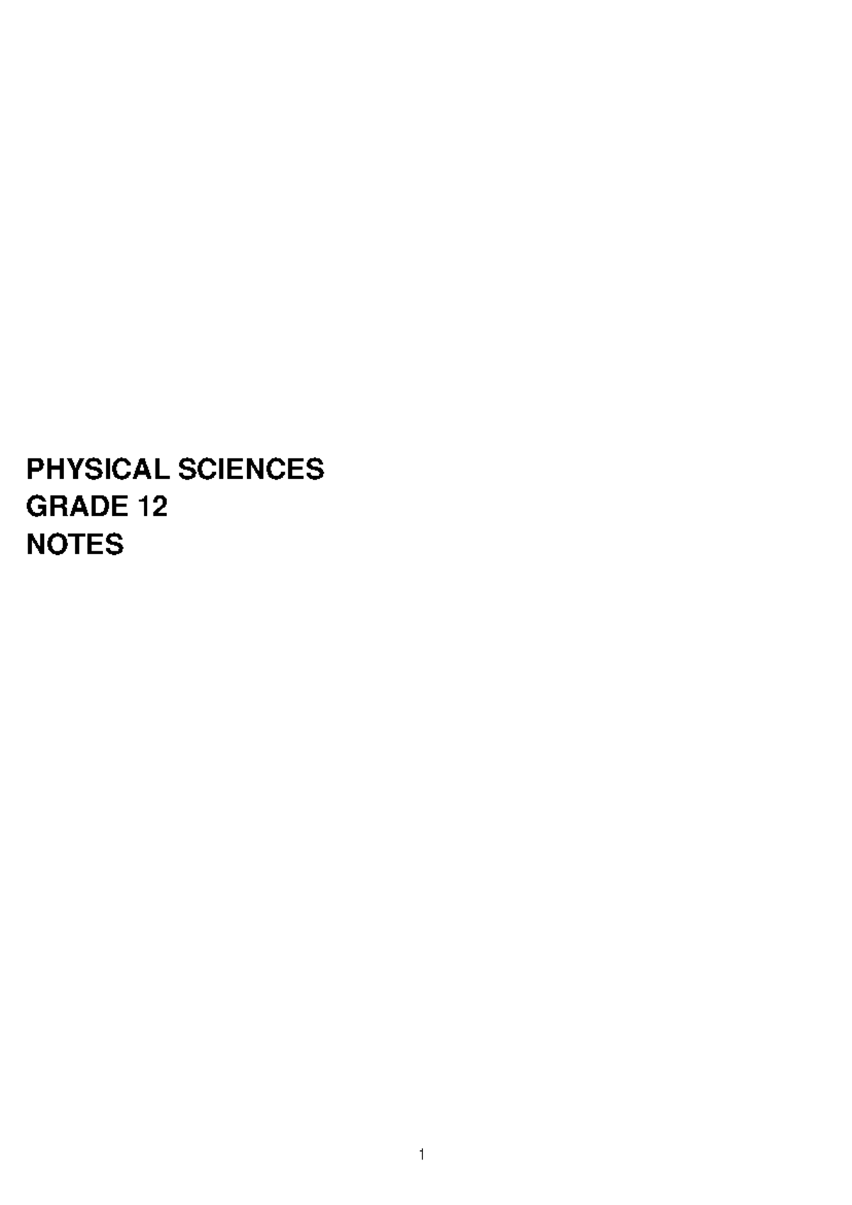 Physical Sciences Grade 12 Chemistry Notes - PHYSICAL SCIENCES GRADE 12 ...