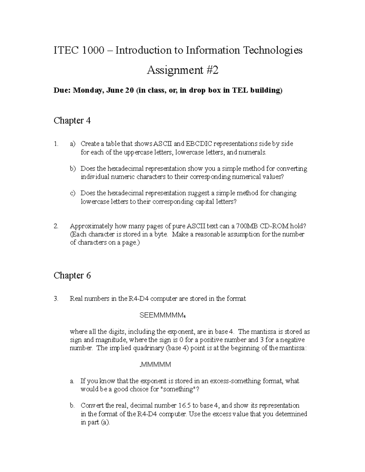 Assignment number 2(itec1000) - itec1000 - Yorku - Studocu