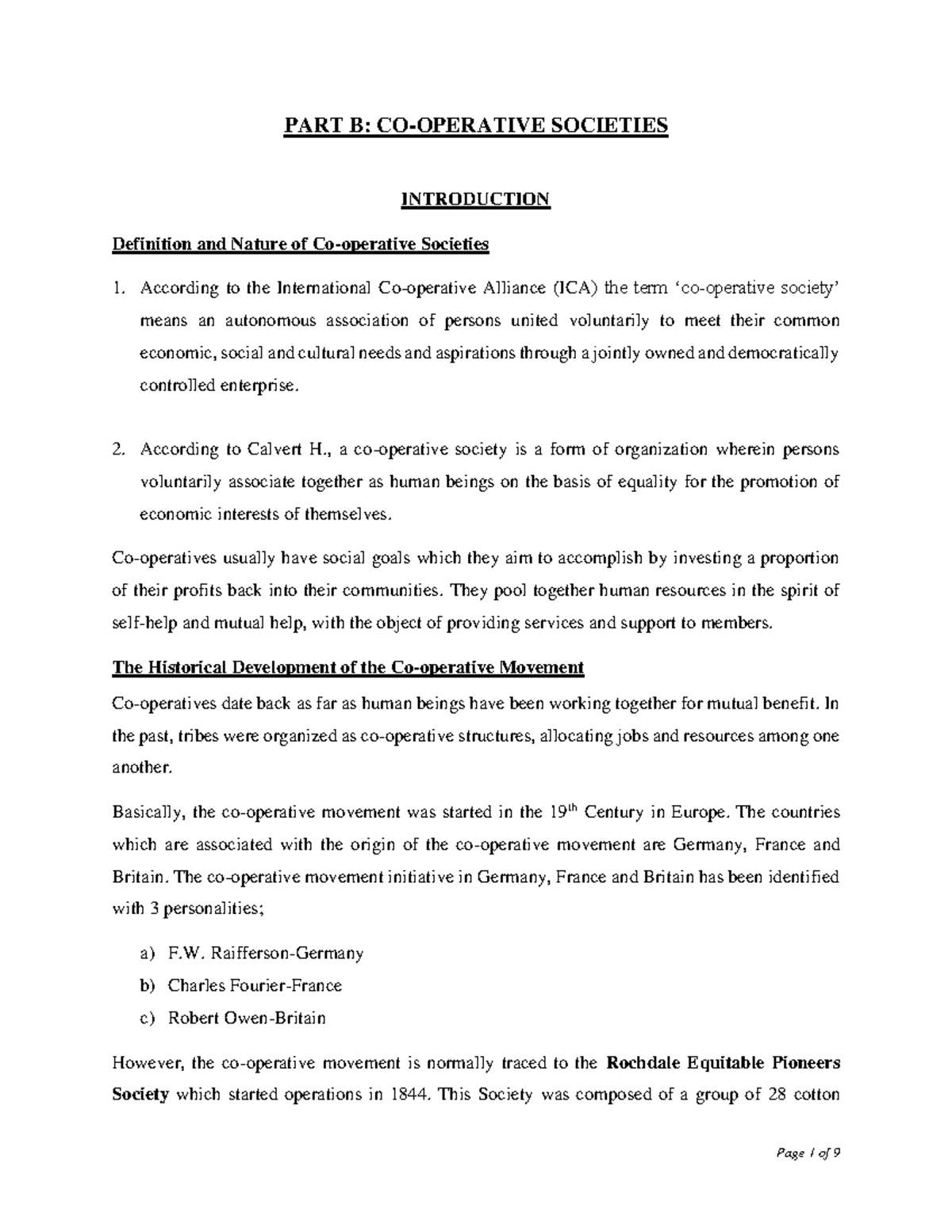 CO- Operative Societies- Introduction - PART B: CO-OPERATIVE SOCIETIES ...