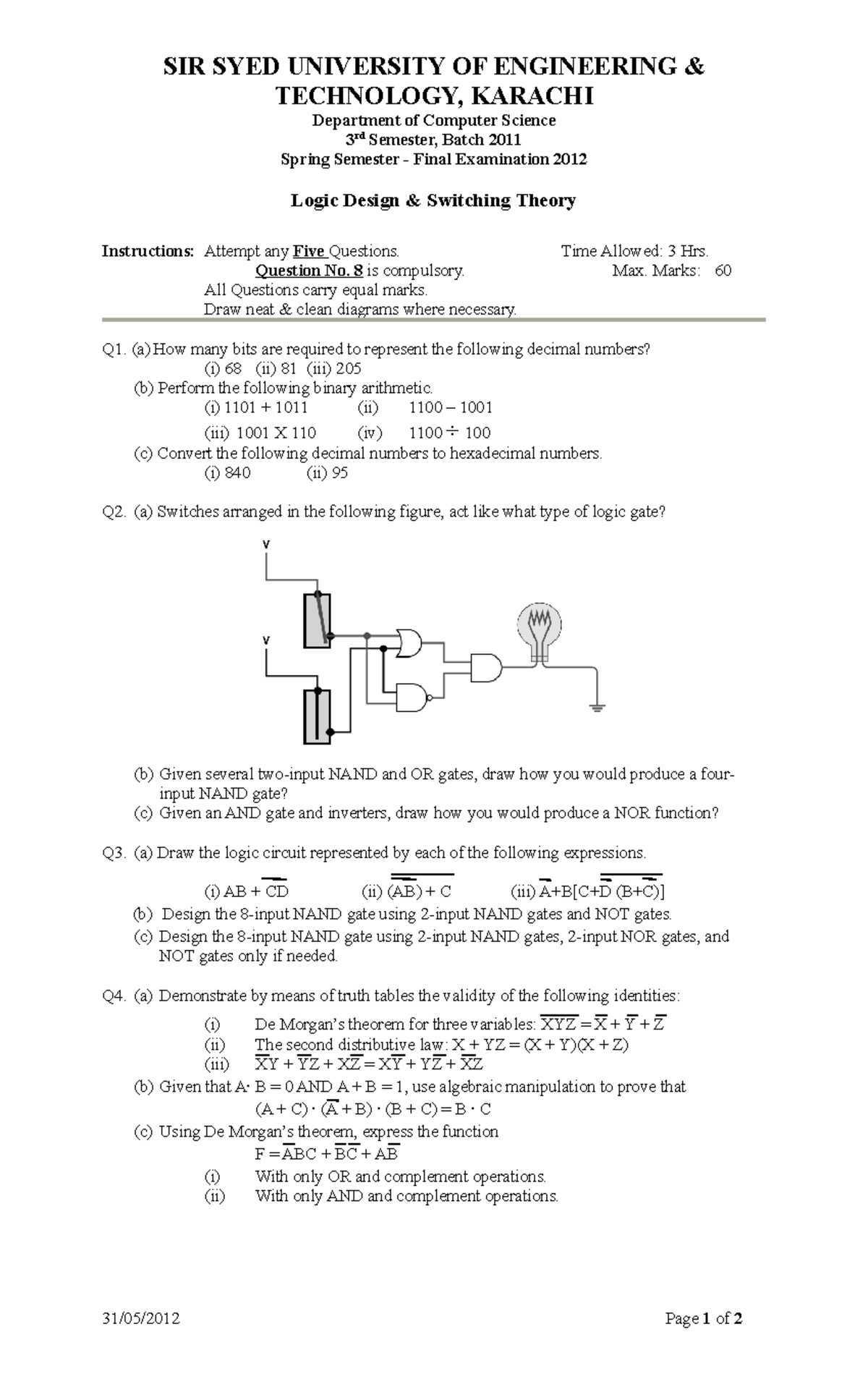Final 2 September 2017, questions - SIR SYED UNIVERSITY OF ENGINEERING ...
