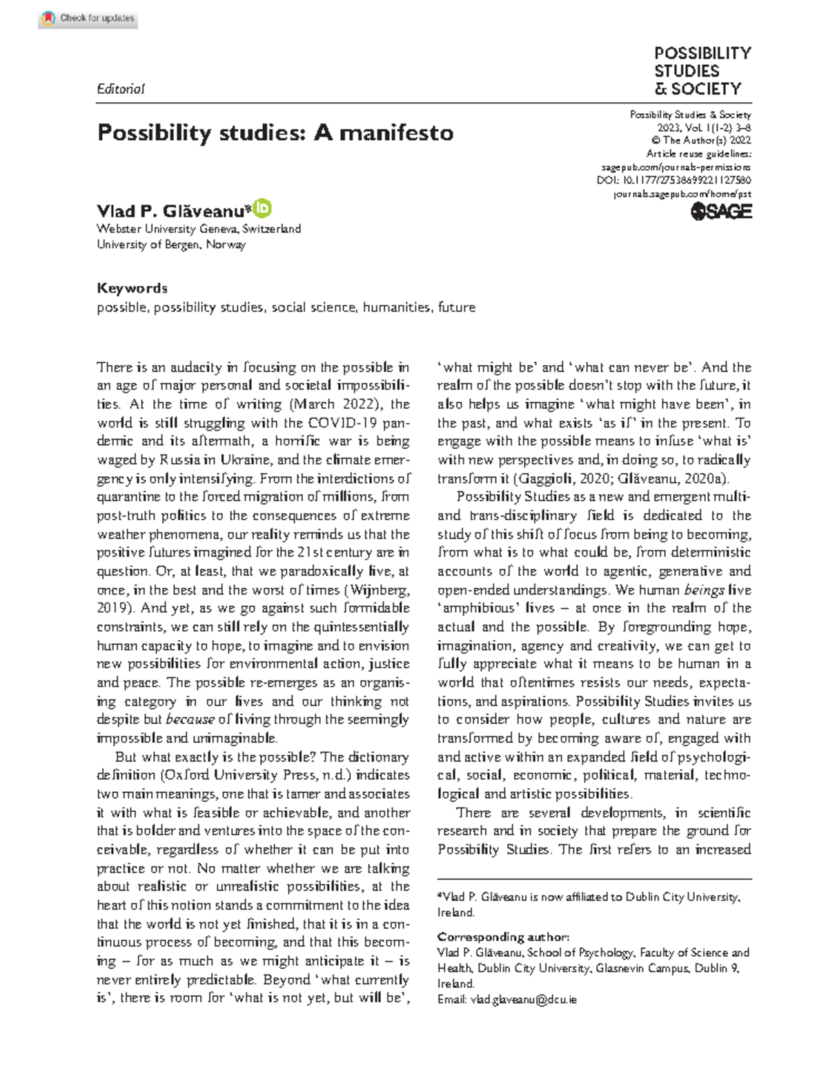 14. Possibility Manifesto - doi/10.1177/ Possibility Studies & Society ...