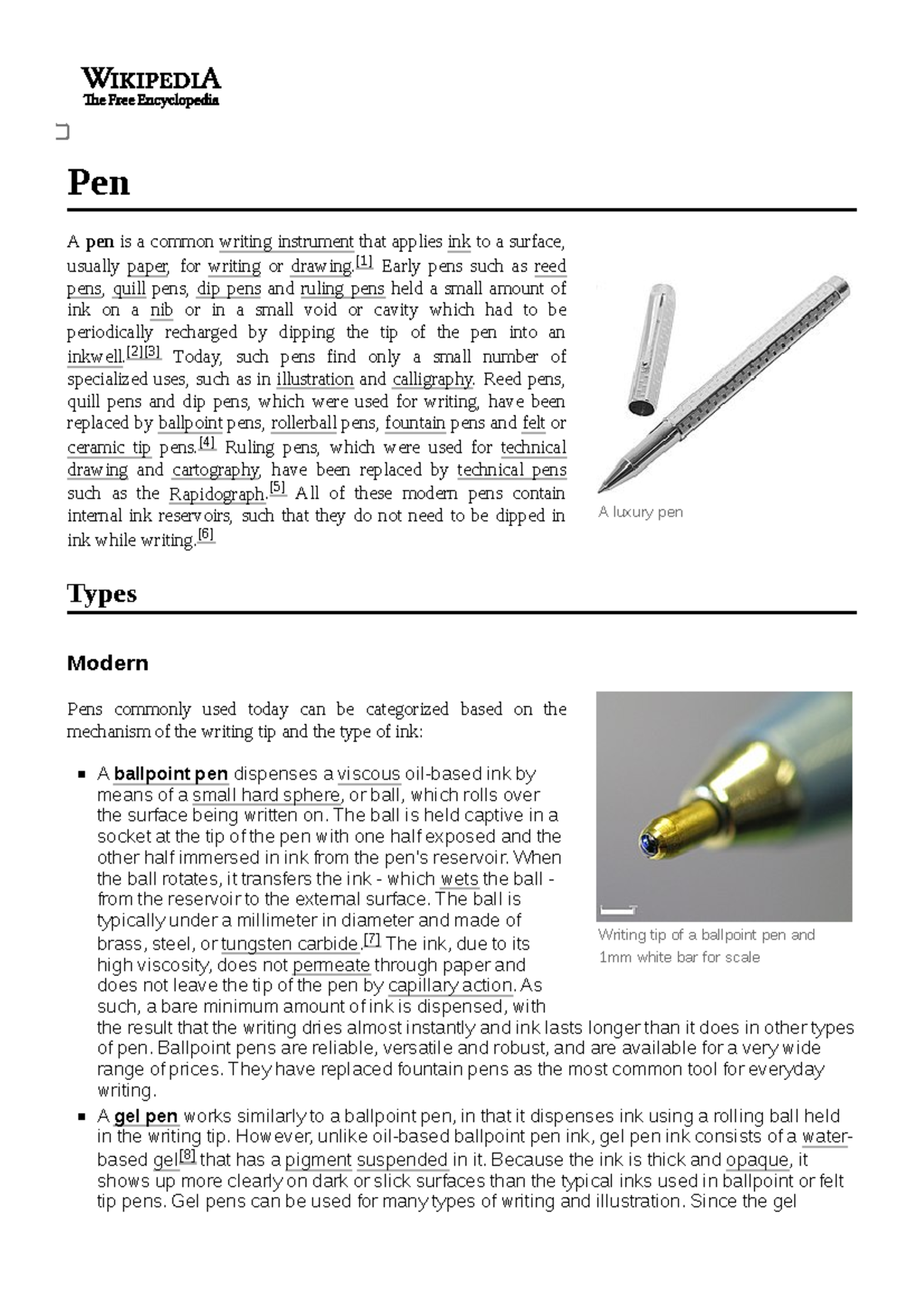 Pen - Good course - A luxury pen Writing tip of a ballpoint pen and 1mm ...