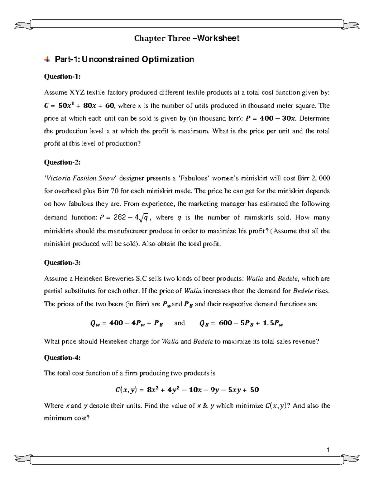 Ch-3-worksheet - detail information - 1 Chapter Three – Worksheet Part ...