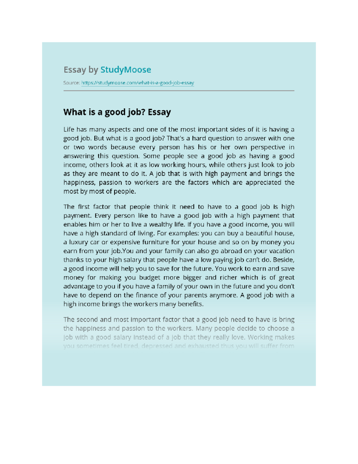 Good job - N/A - BSED English - Studocu