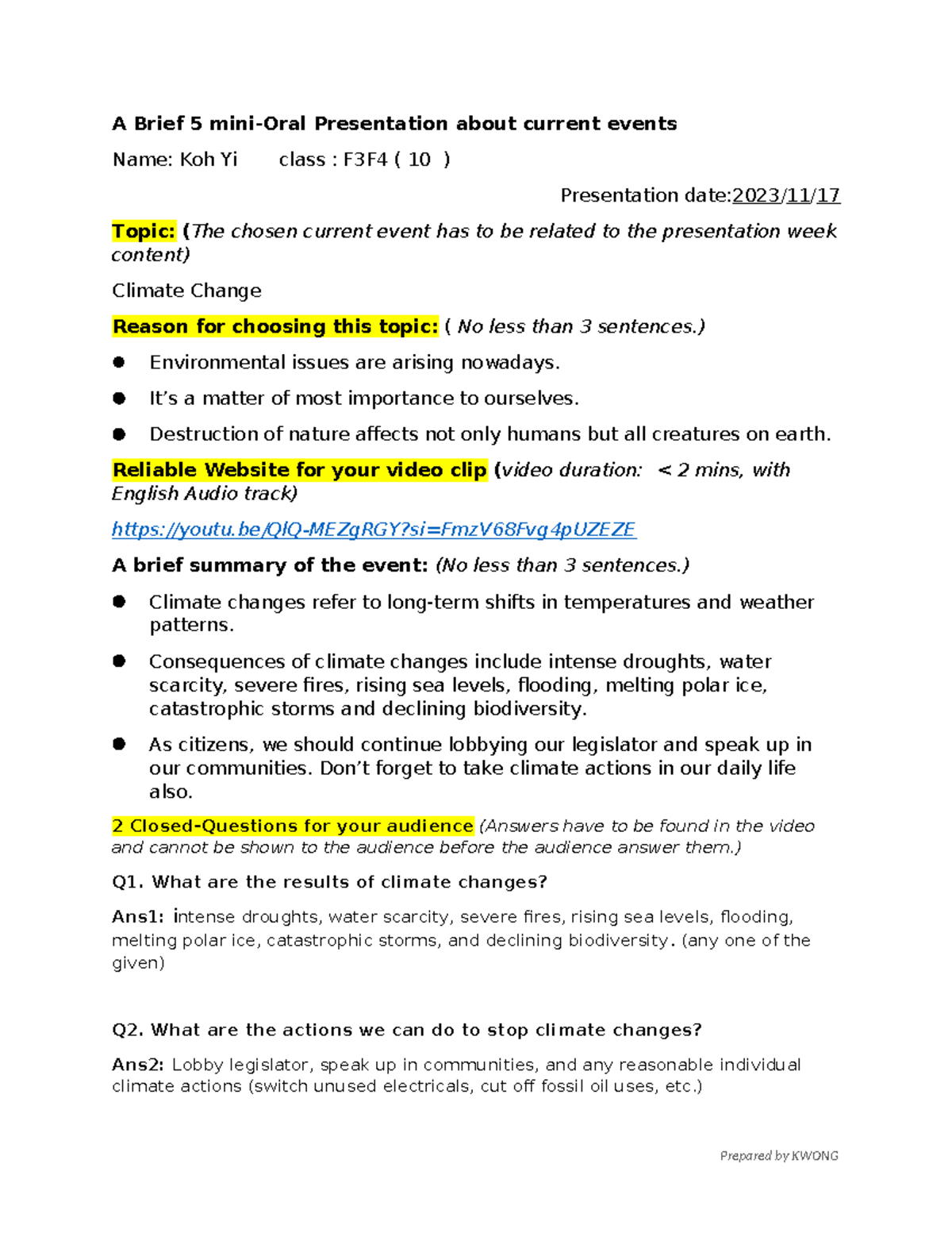 Current event sharing - A Brief 5 mini-Oral Presentation about current ...