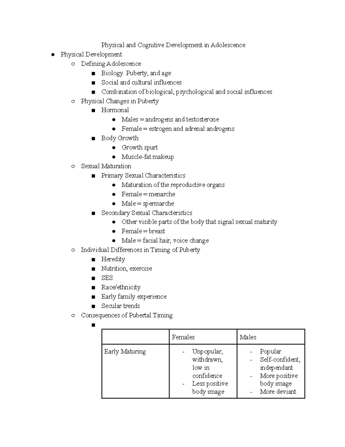 Physical and Cognitive Developement in Adolescence - Puberty, and age ...