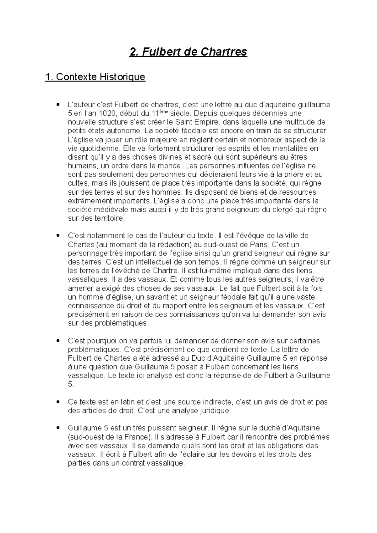 2.Fulbert de Chartres. Analyse - 2. Fulbert de Chartres 1. Contexte ...