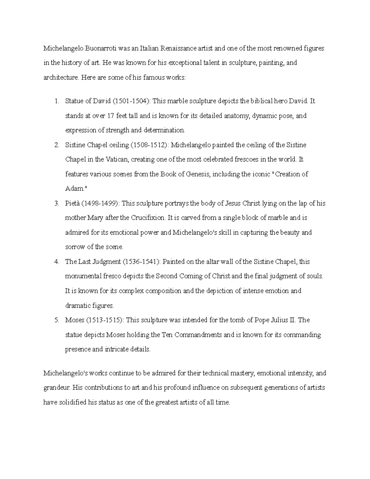 Michelangelo Buonarroti (1475-1564) - Michelangelo Buonarroti was an ...