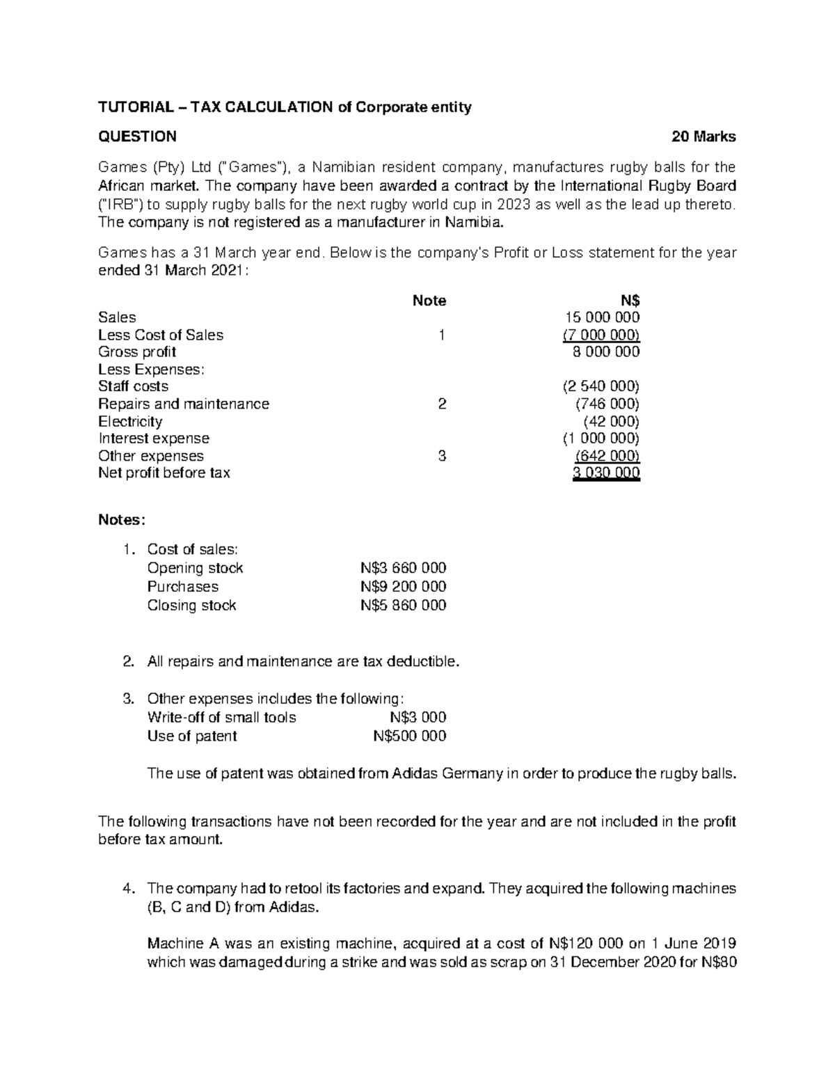 Tutorial Tax calc Corporate entities - TUTORIAL – TAX CALCULATION of ...
