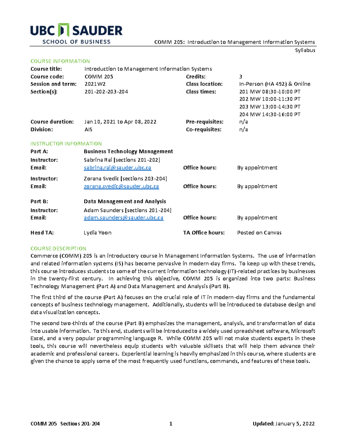 COMM205-Syllabus-2021W2 Adam Saunders - COMM 205 - UBC - Studocu