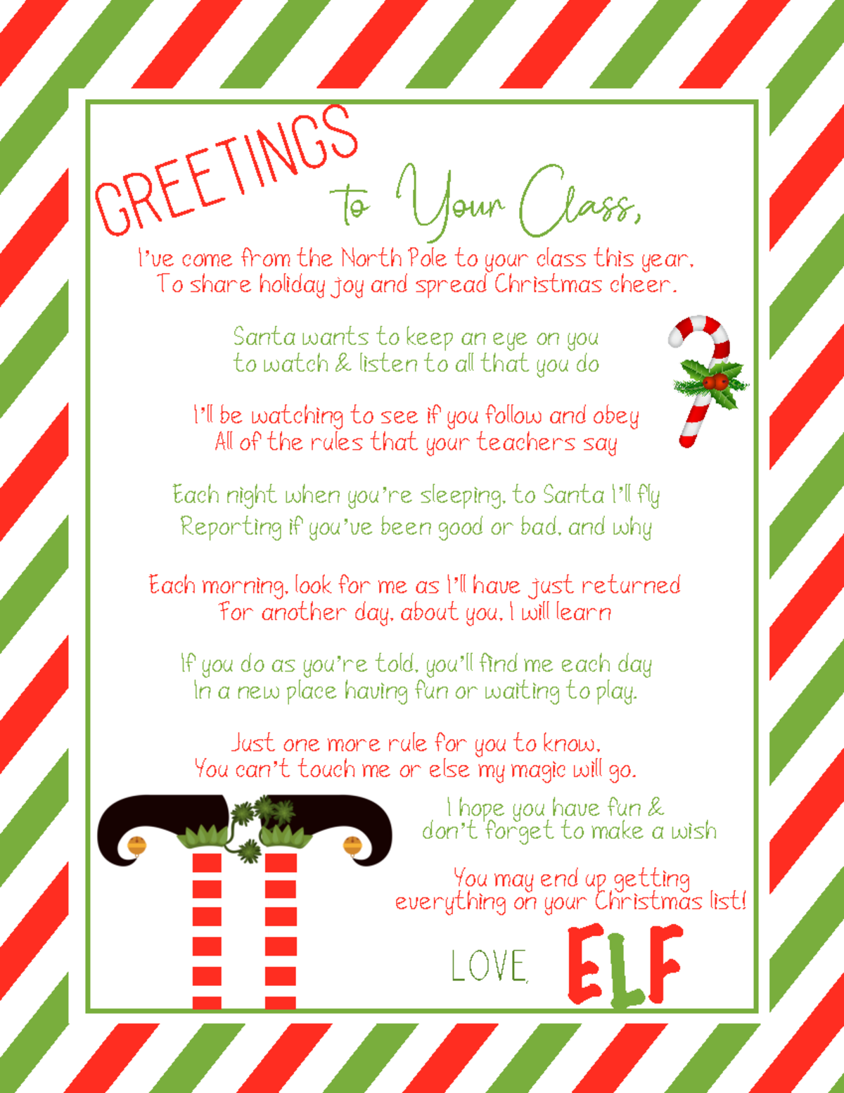 1 - Christmas Elf Arrival Welcome and Goodbye Letter for Class - I’ve ...