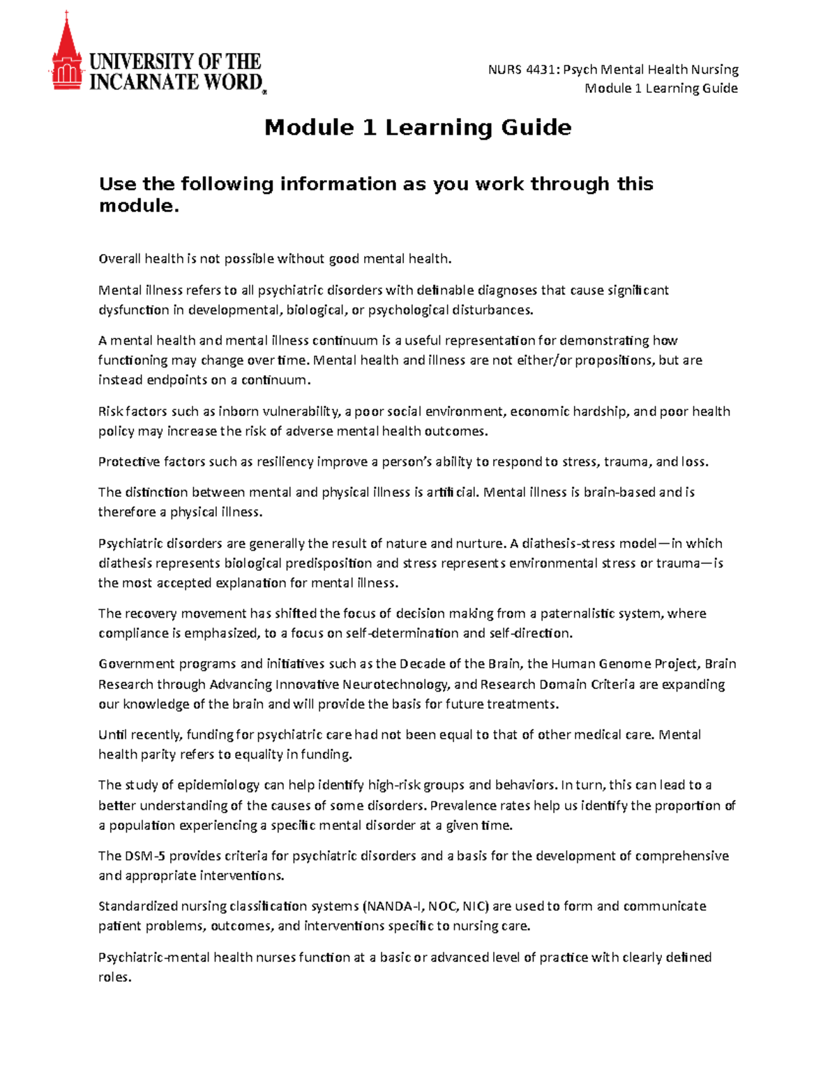 Module 1 LG - Module 1 Learning Guide Module 1 Learning Guide Use the ...