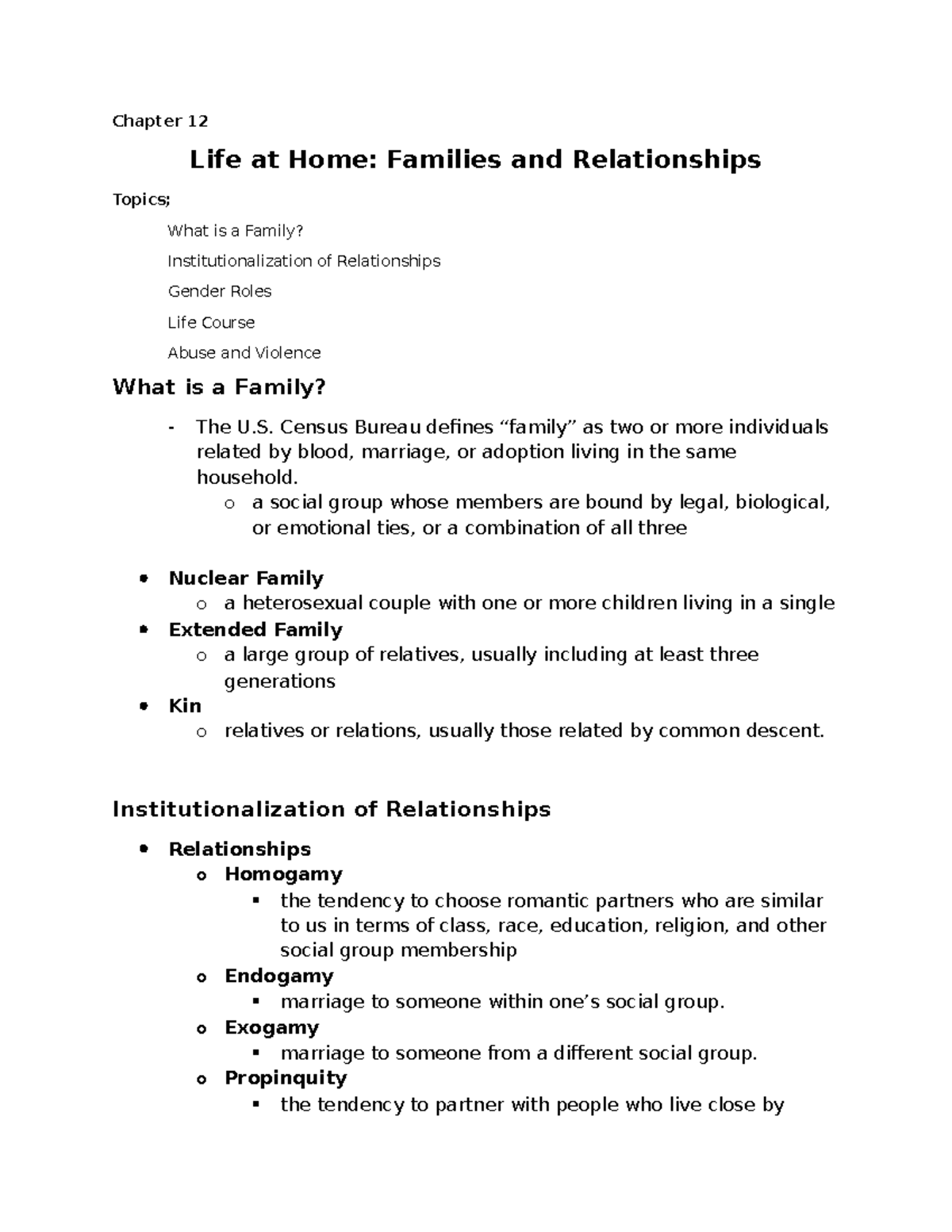 Chapter 12 - Life at Home Families and Relationships - Chapter 12 Life ...