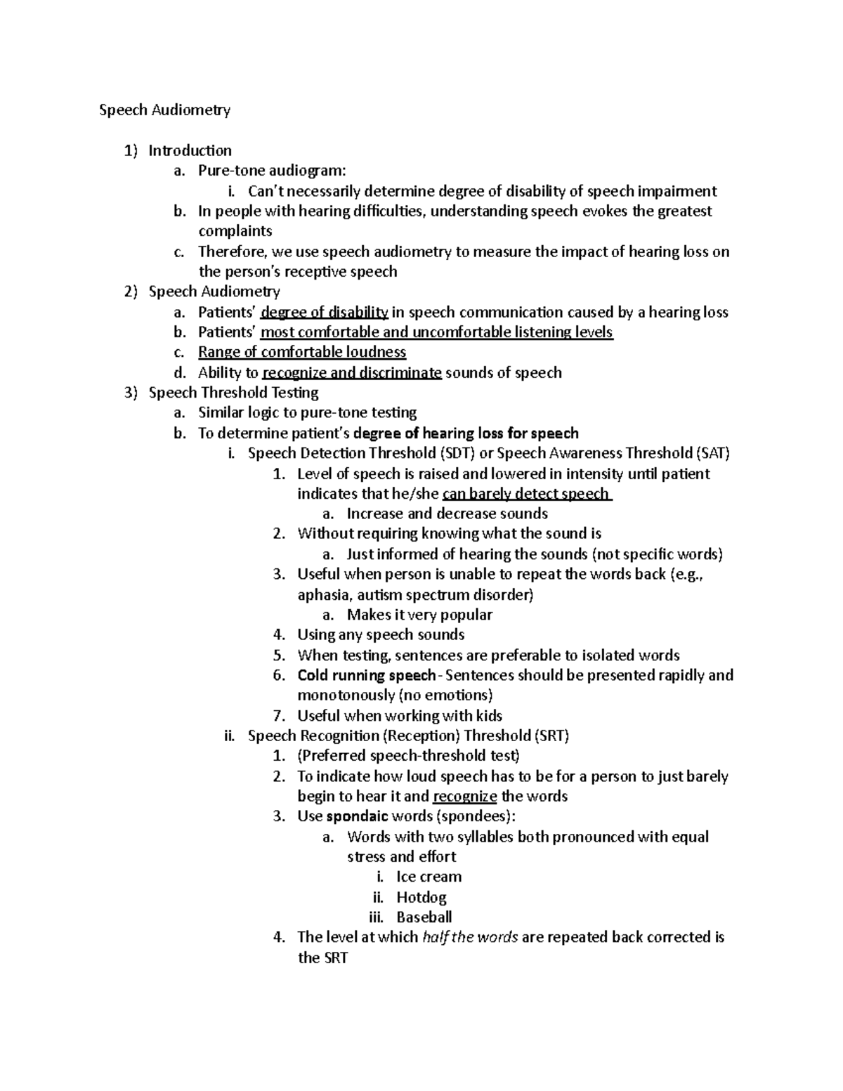 Speech Audiometry Speech Audiometry Introduction A Pure Tone Audiogram I Cant Necessarily