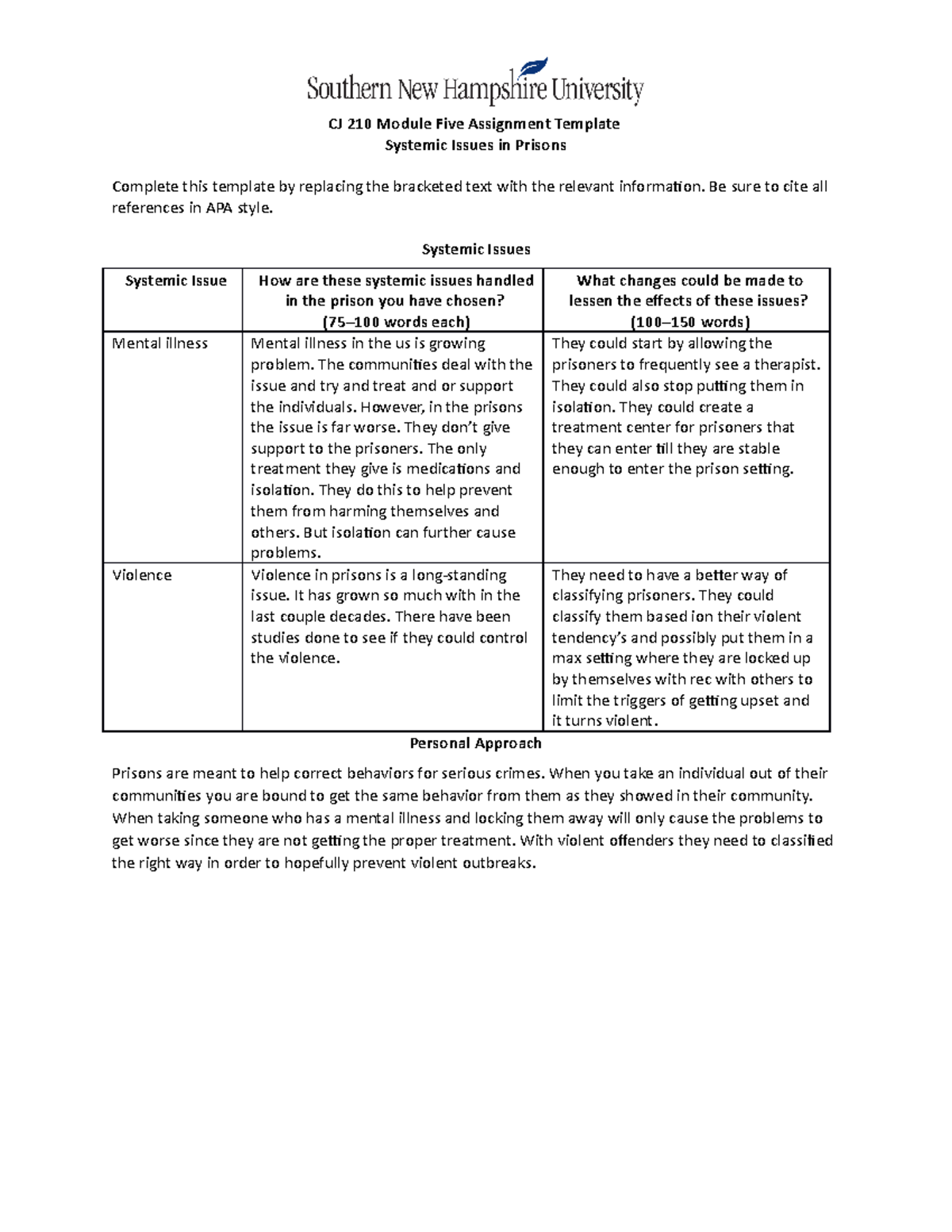 Cj 210 Module Five Assignment Template Cj 210 Module Five Assignment Template Systemic Issues