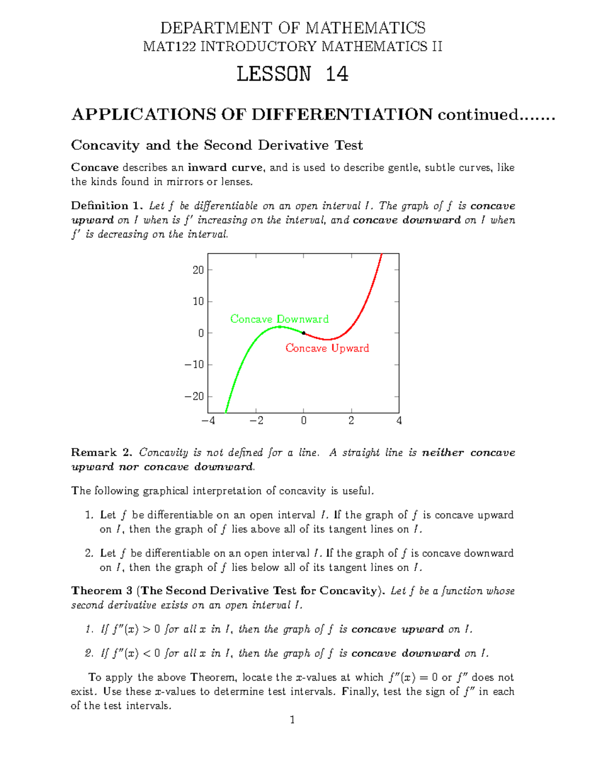 MAT122 Lesson 14(2022-2023 Sem 2) - DEPARTMENT OF MATHEMATICS MAT122 ...