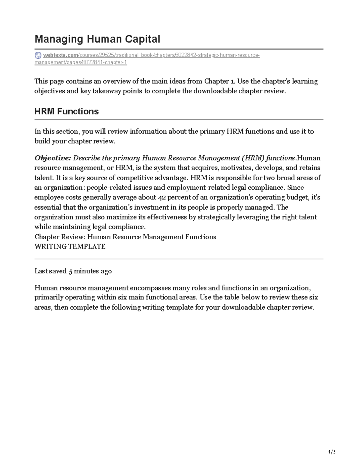 Managing Human Capital - CH01 - Review Guide - Managing Human Capital ...