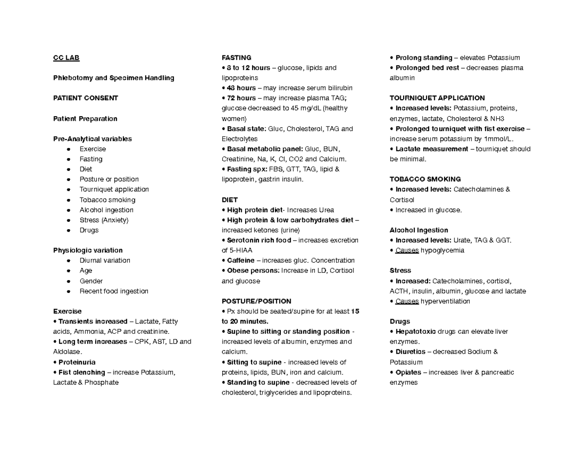CC LAB PSH - CC LAB Phlebotomy and Specimen Handling PATIENT CONSENT ...