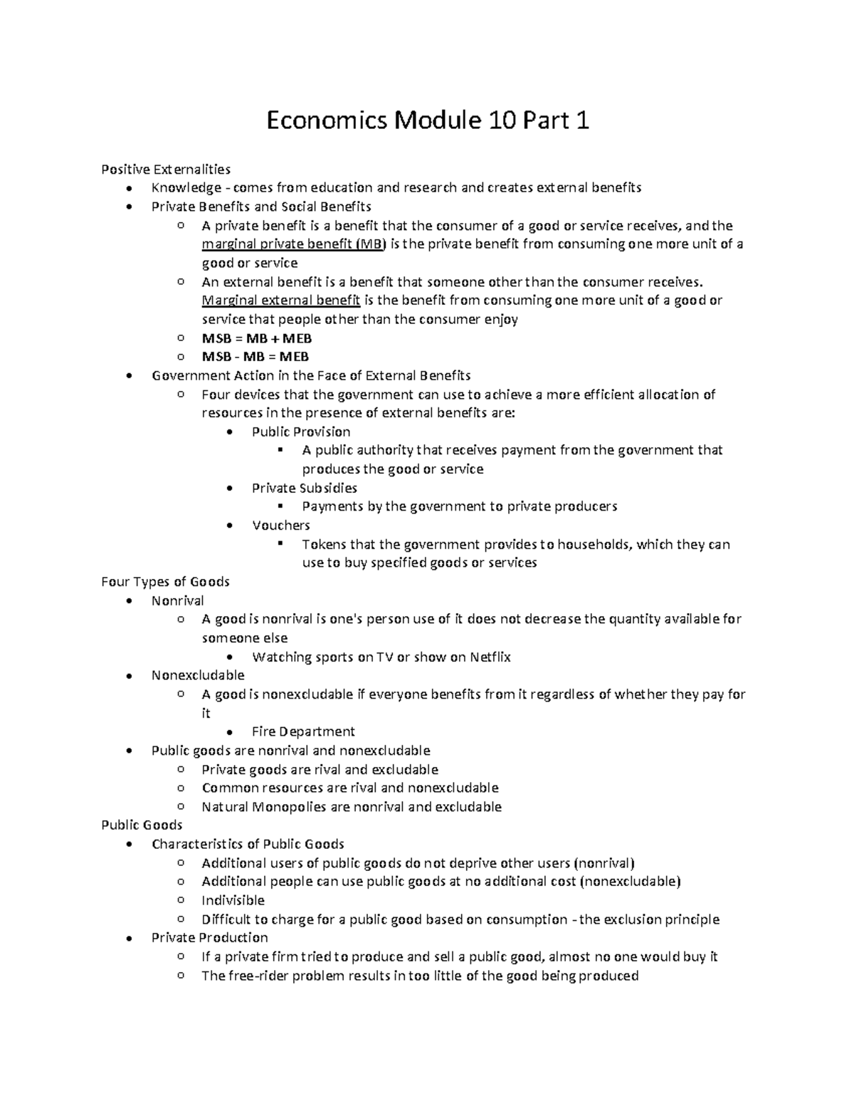 Economics Module 10 Part 1 - Economics Module 10 Part 1 Positive ...