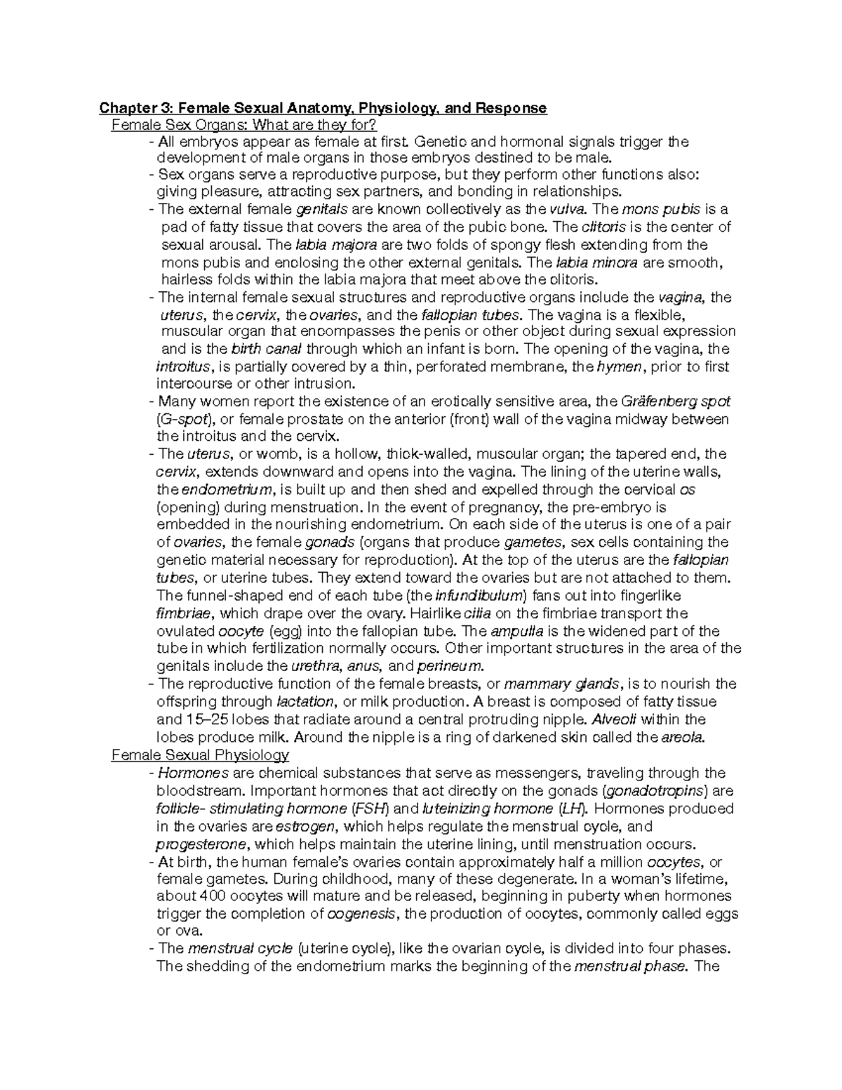 Human Sexuality Chapter 3 Chapter 3 Female Sexual Anatomy