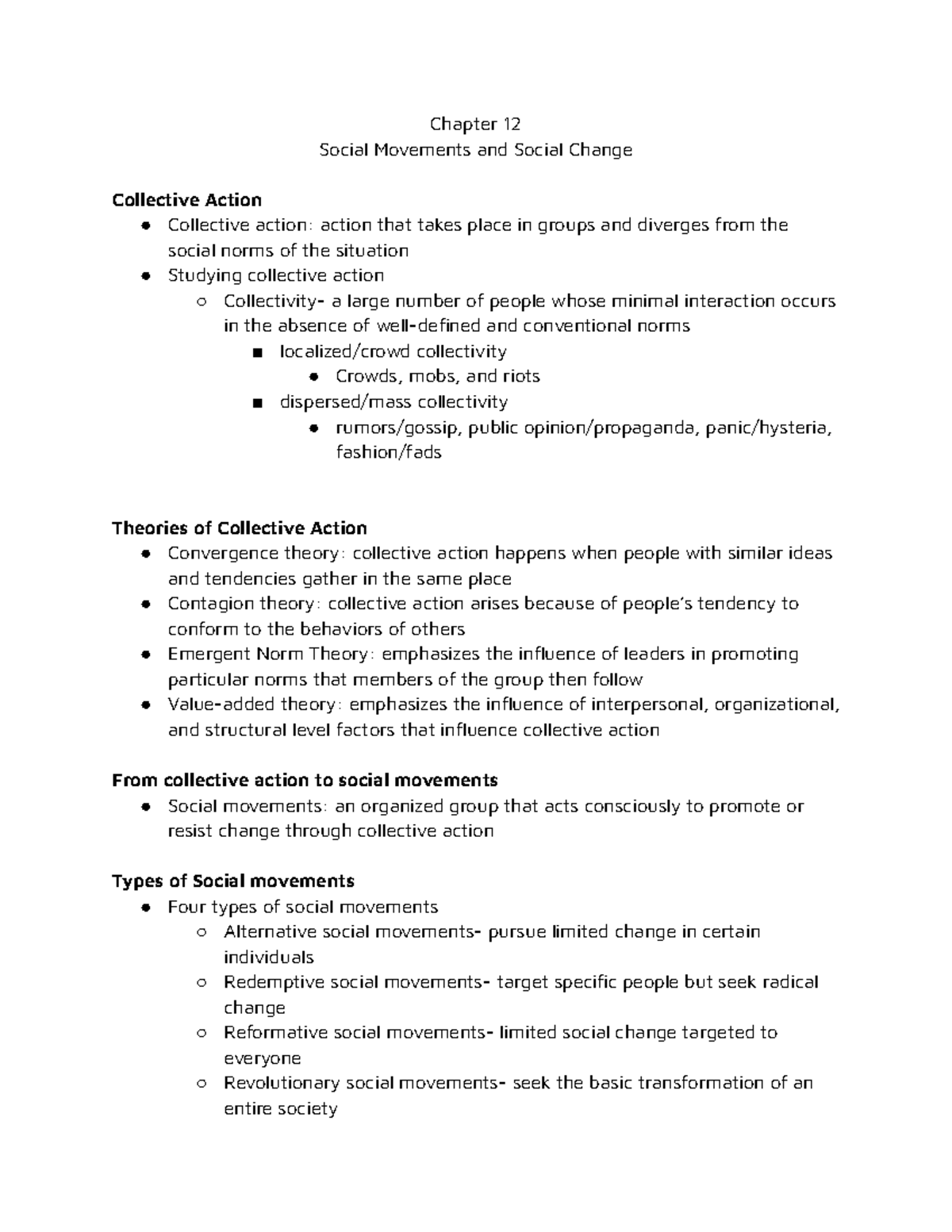 Soc 280 Ch 12 Notes - Chapter 12 Social Movements and Social Change ...