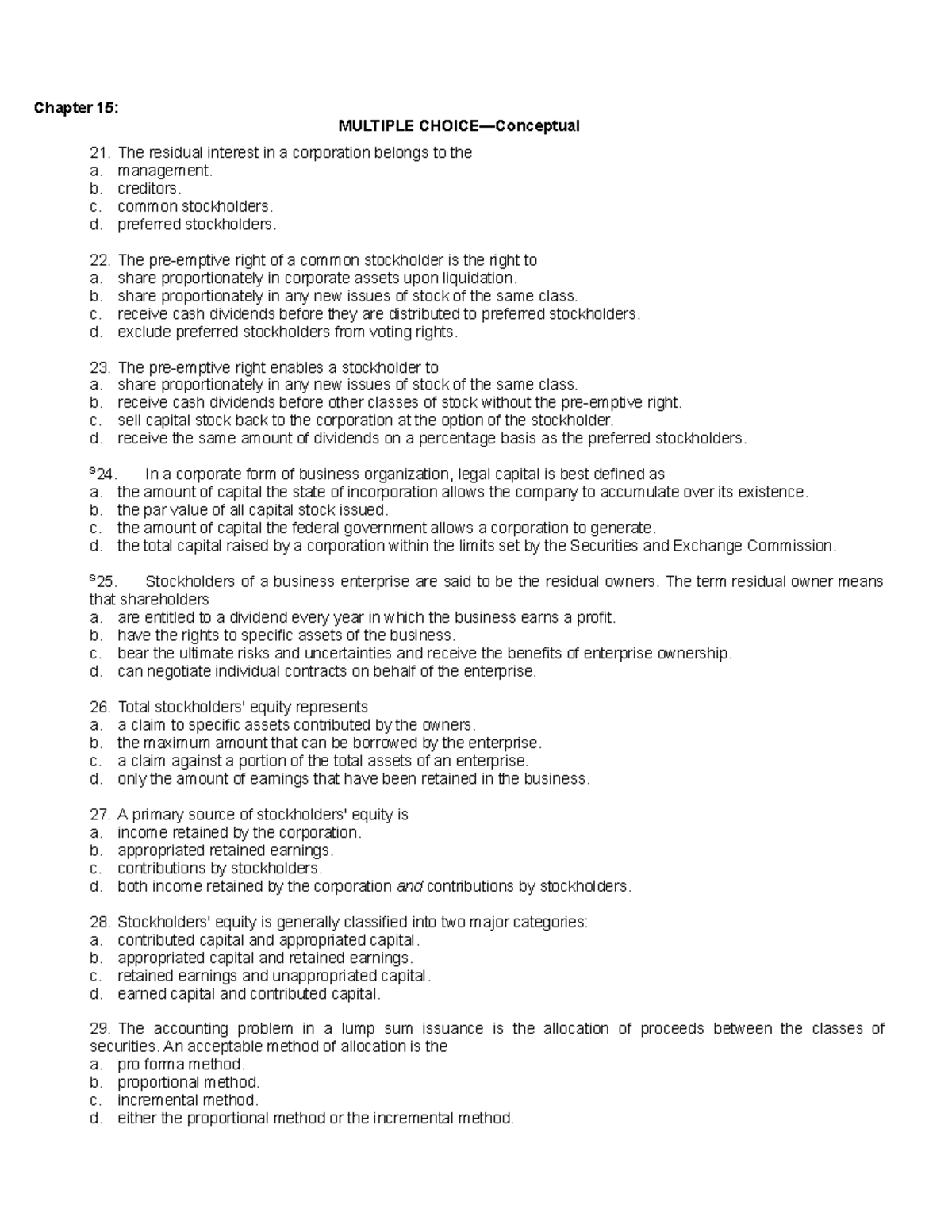 316 Chapter 15 Practice Test Chapter 15 MULTIPLE CHOICE Conceptual