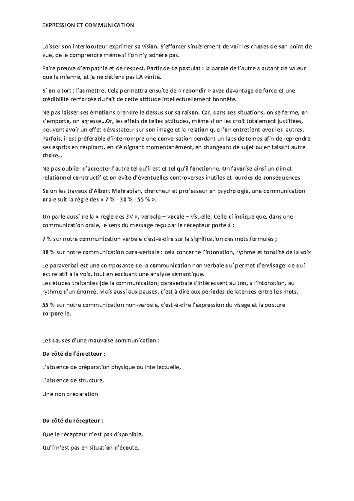 cours magistral - Laisser son interlocuteur exprimer sa vision. S ...