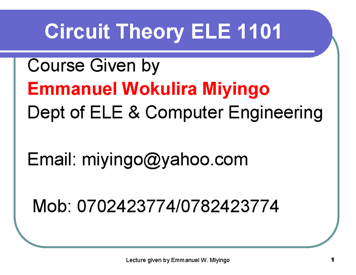 3 Phase Circuits - the notes are good - Circuit Theory ELE 1101 ...
