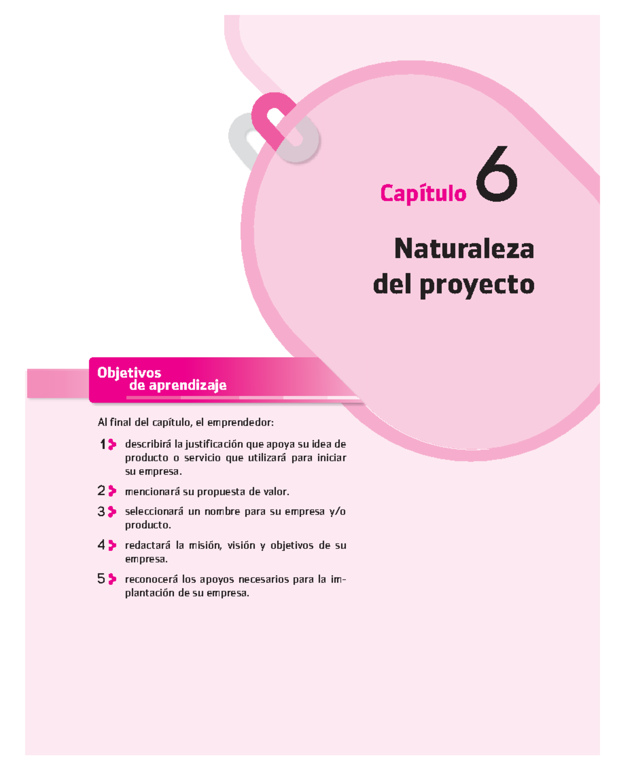 Cap. 6. Naturaleza DEL Proyecto 1 El e m p r e n d e d o r de E x i t o ...