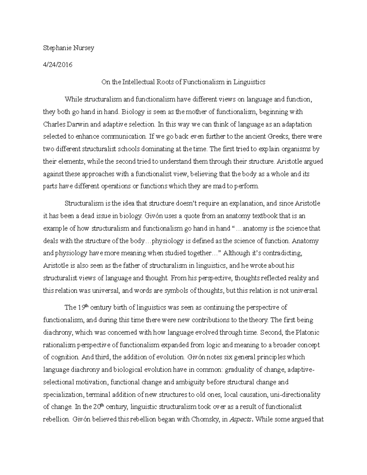 Linguistics Assignment 7 Stephanie Nursey 4 24 2016 On The linguistics-assignment-7-stephanie-nursey-4-24-2016-on-the