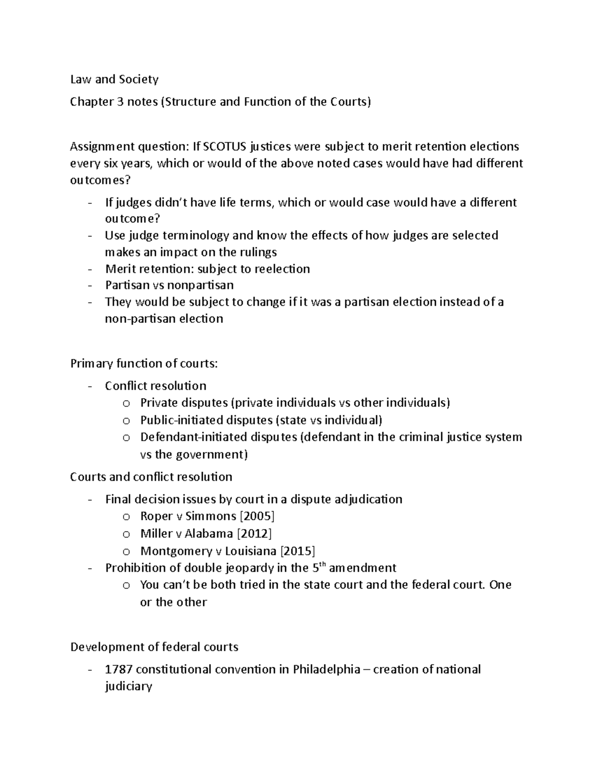 Chapter 3 Notes - law and society - Law and Society Chapter 3 notes ...