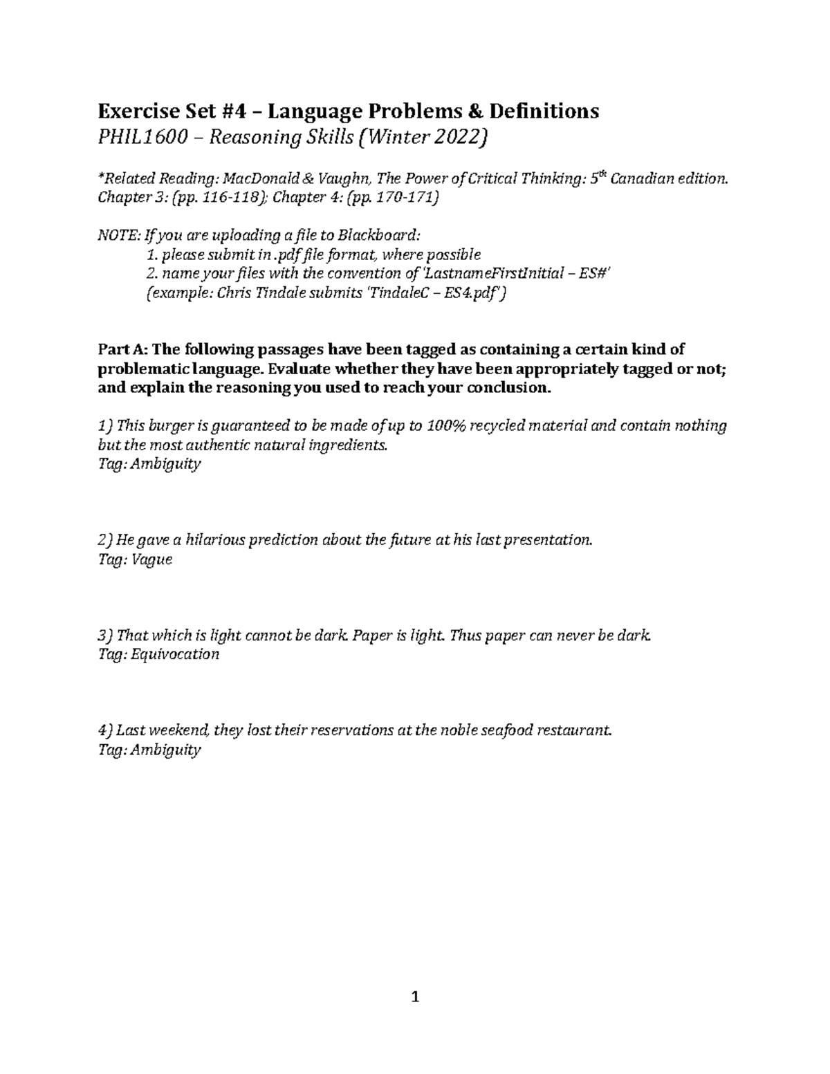 Exercise Set 4 Language Problems And Definitions Exercise Set 4