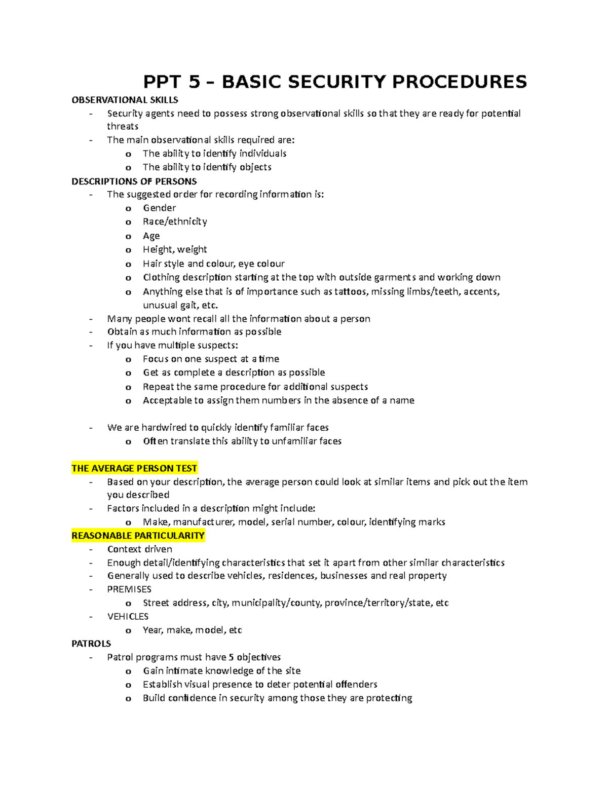 PPT 5 – Basic Security Procedures - PPT 5 – BASIC SECURITY PROCEDURES ...