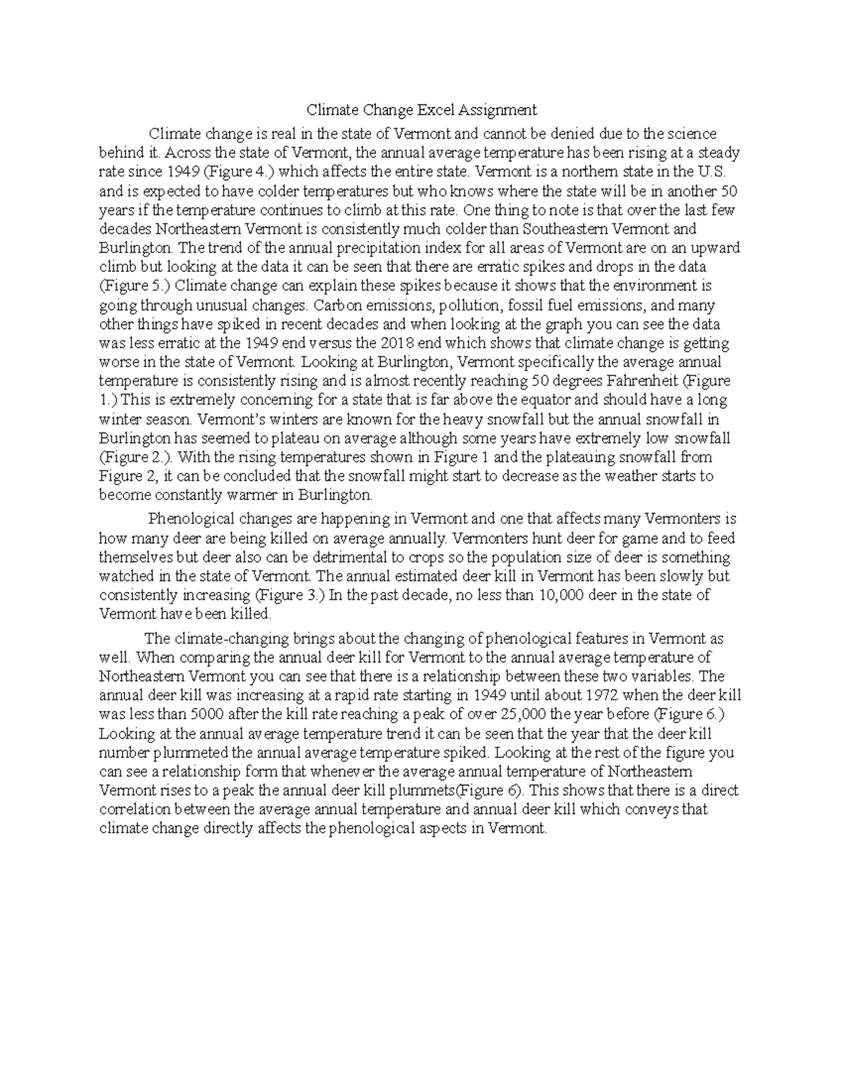 Climate Change Excel Write Up - Climate Change Excel Assignment Climate ...
