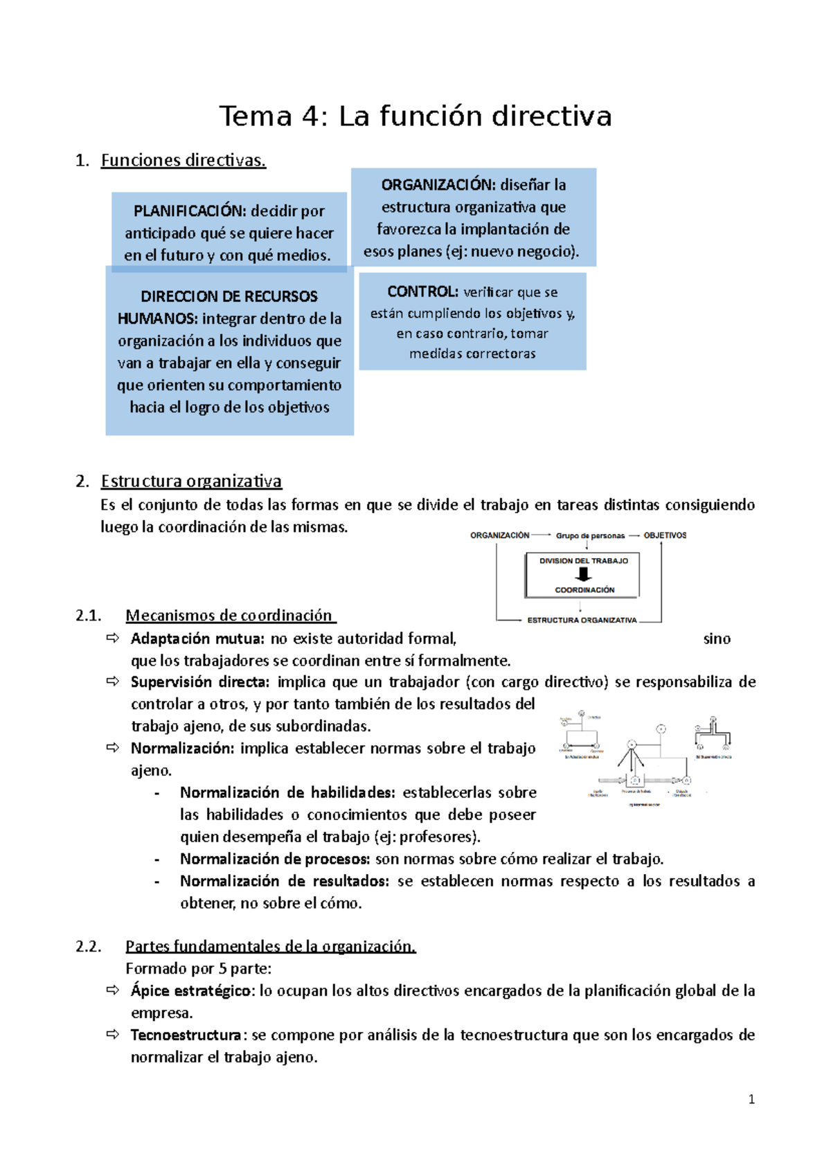 Tema 4. La función directiva (de la presentación) - Tema 4: La función ...