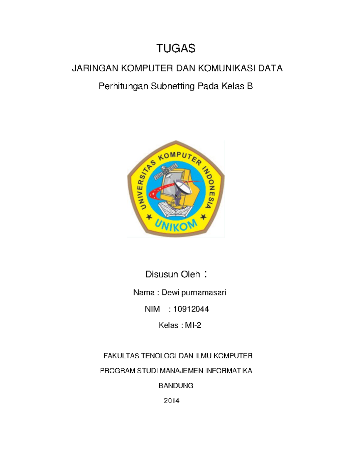 Tugas Jaringan Komputer Dan Komunikasi Data Artikel Perhitungan