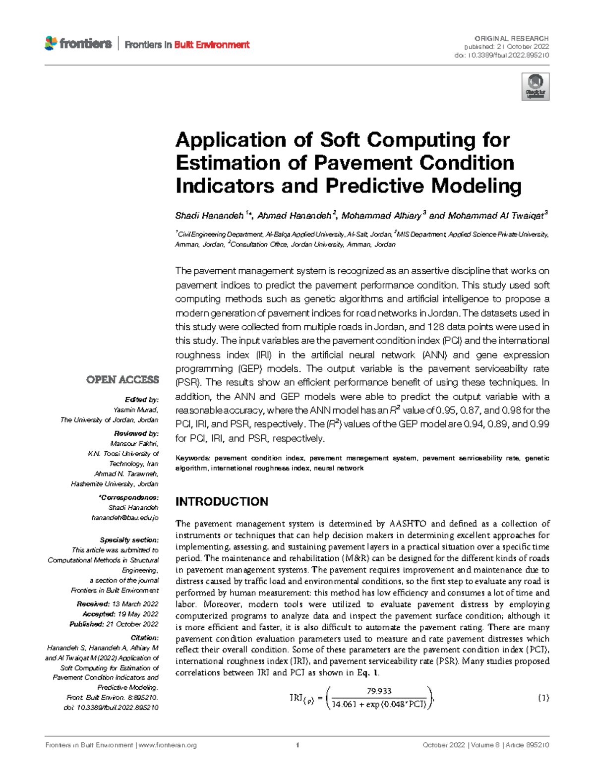 Application of Soft Computing for Estimation of Pa - Application of Soft Computing for ...