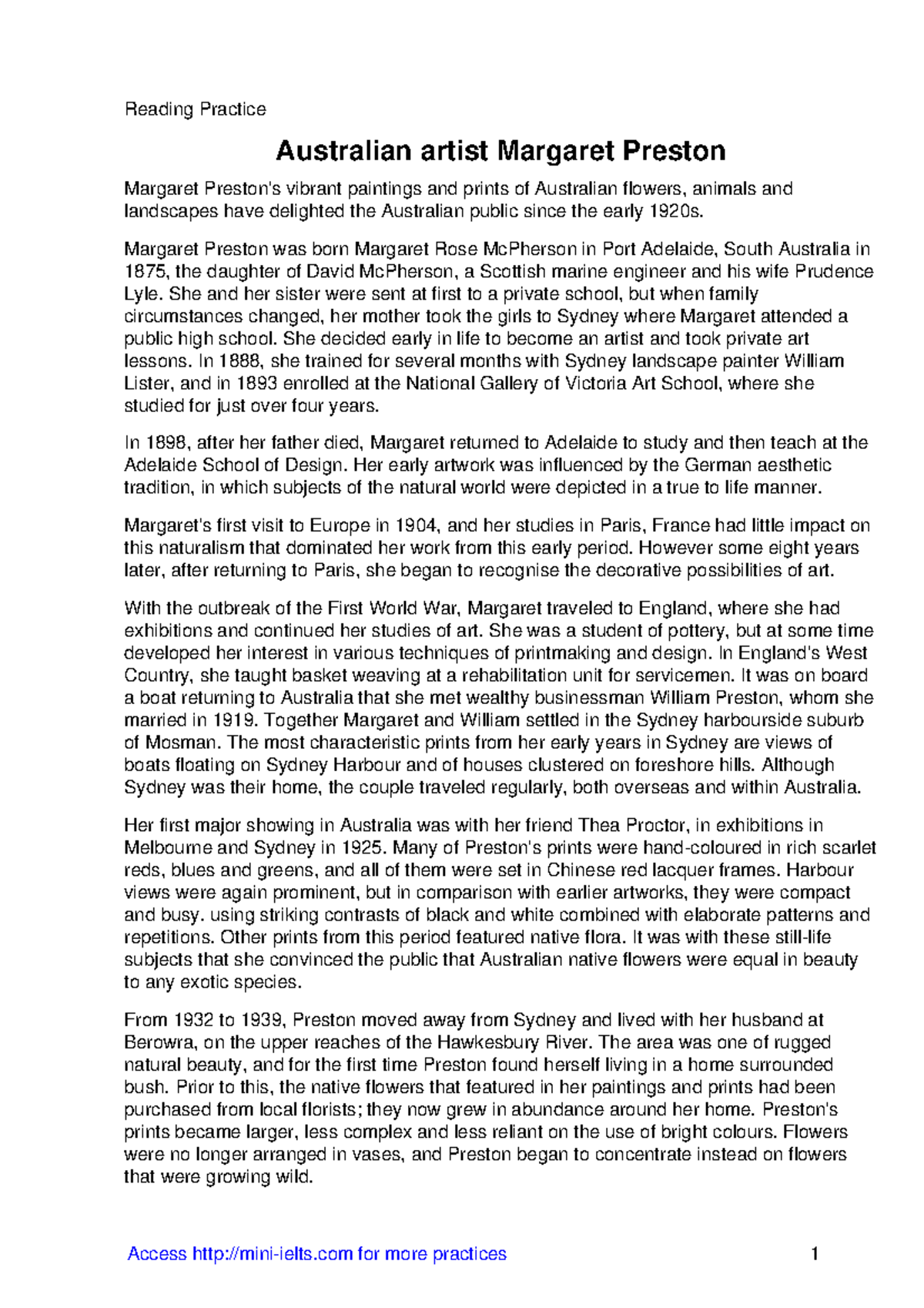 Australian artist margaret preston - Reading Practice Australian artist ...