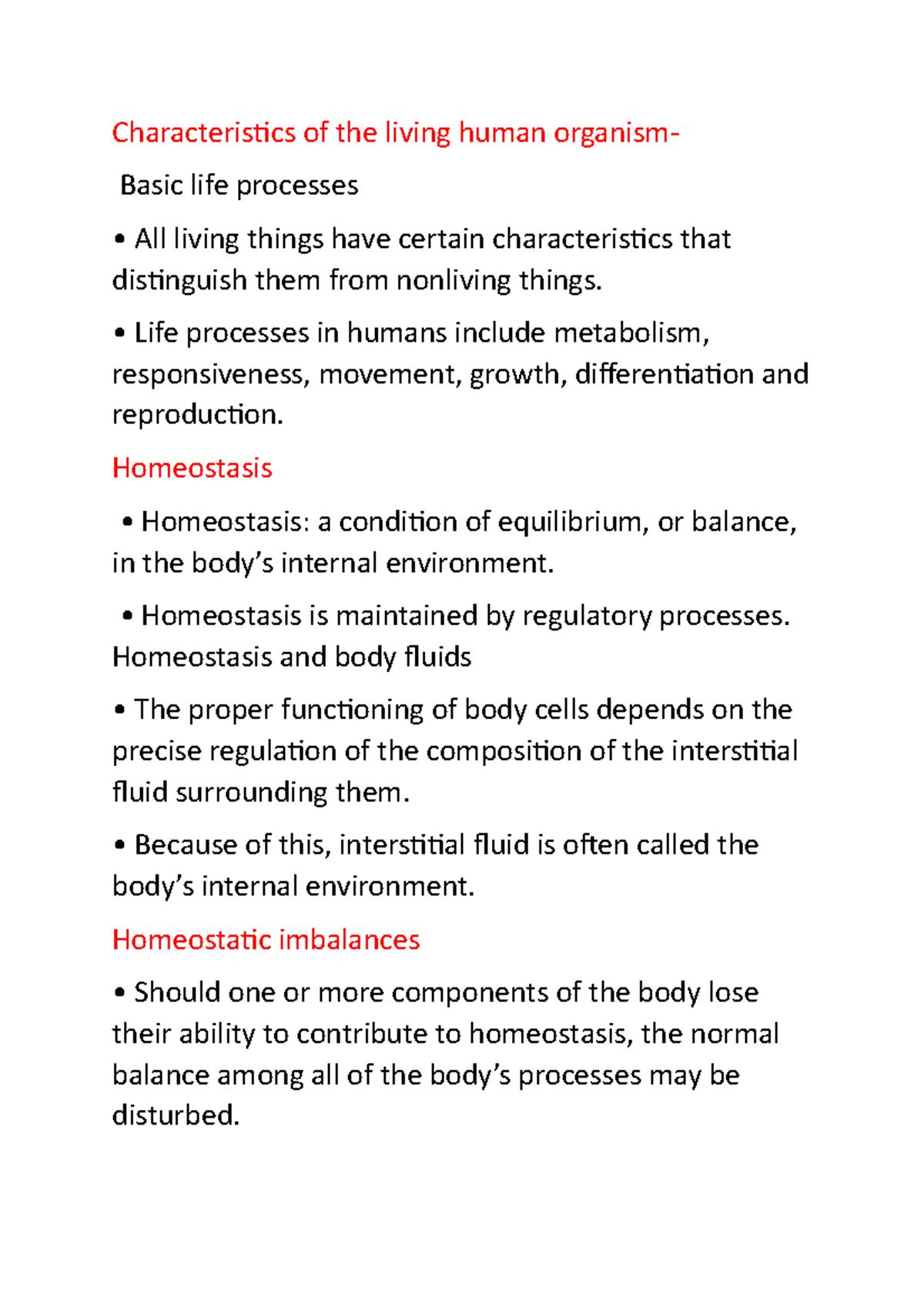 Characteristics of the living human organism - Life processes in humans ...