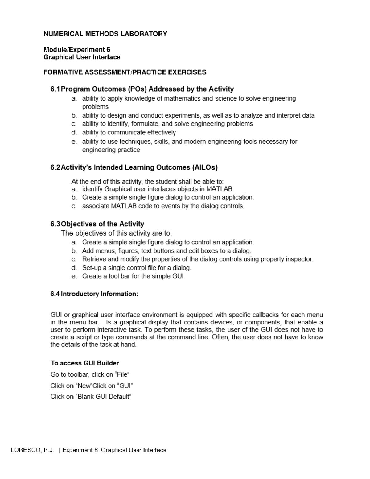 FA EXP6 GUI - 11111 - NUMERICAL METHODS LABORATORY Module/Experiment 6 ...