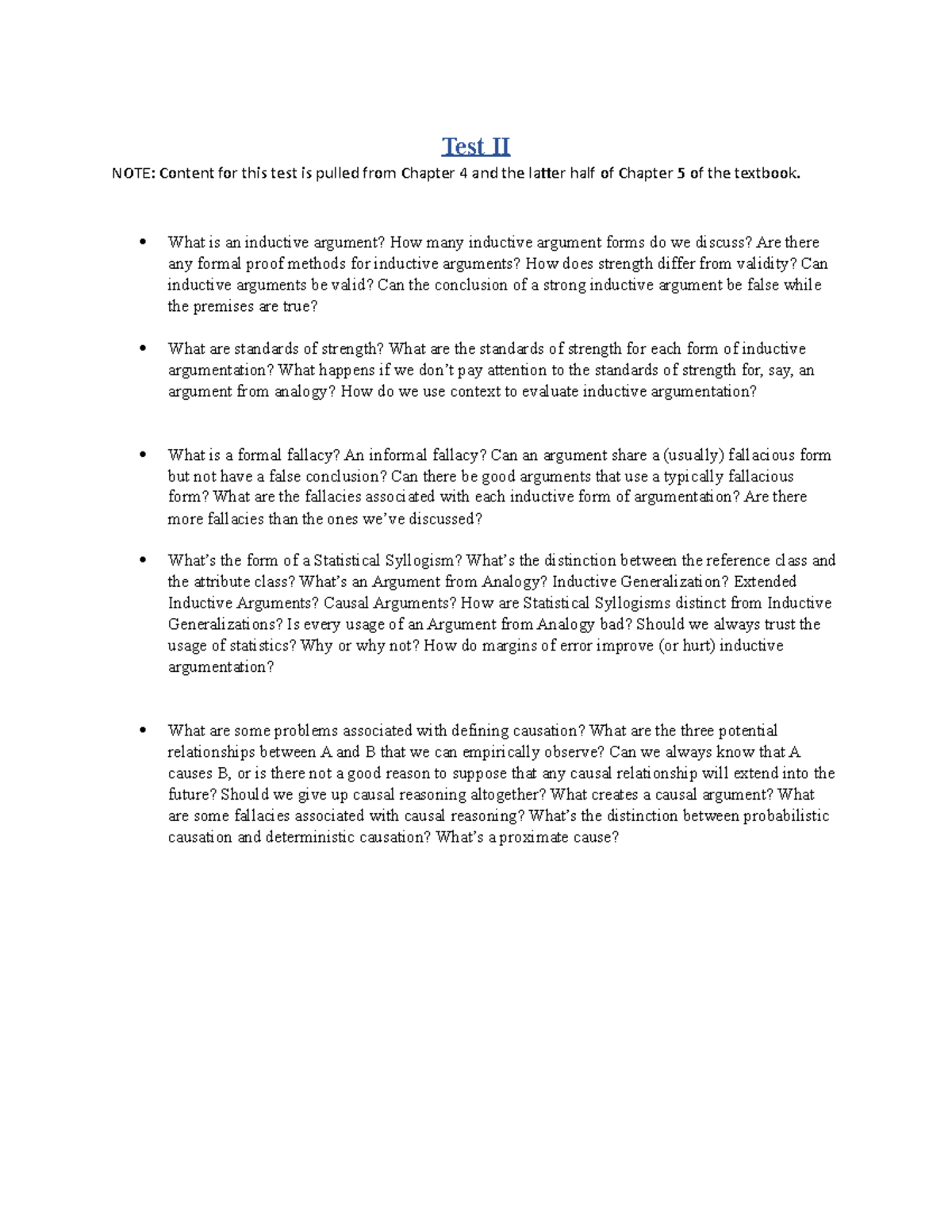 CT Test II Review - Test II NOTE: Content for this test is pulled from ...